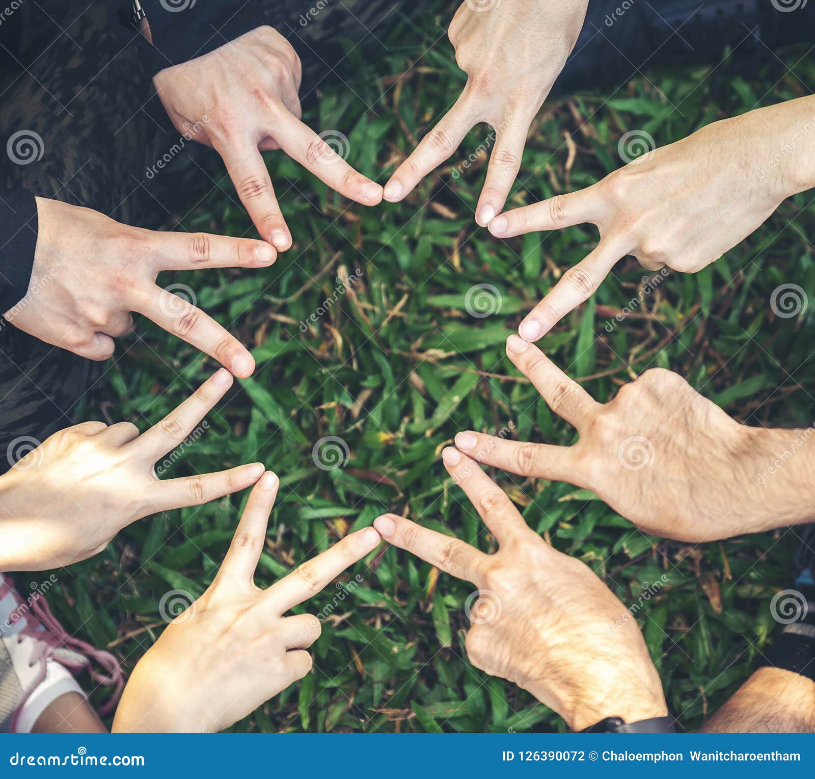 Fingers are Star-shaped To Represent Teamwork and Harmony. Stock Photo ...