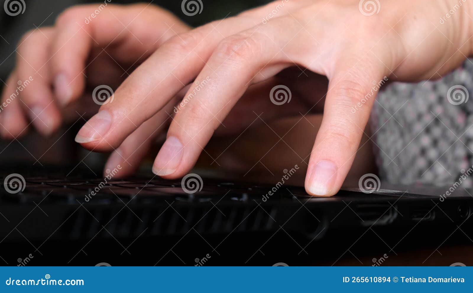 Fingers Typing on Laptop Keyboard Close-up. Work at the Computer, it ...