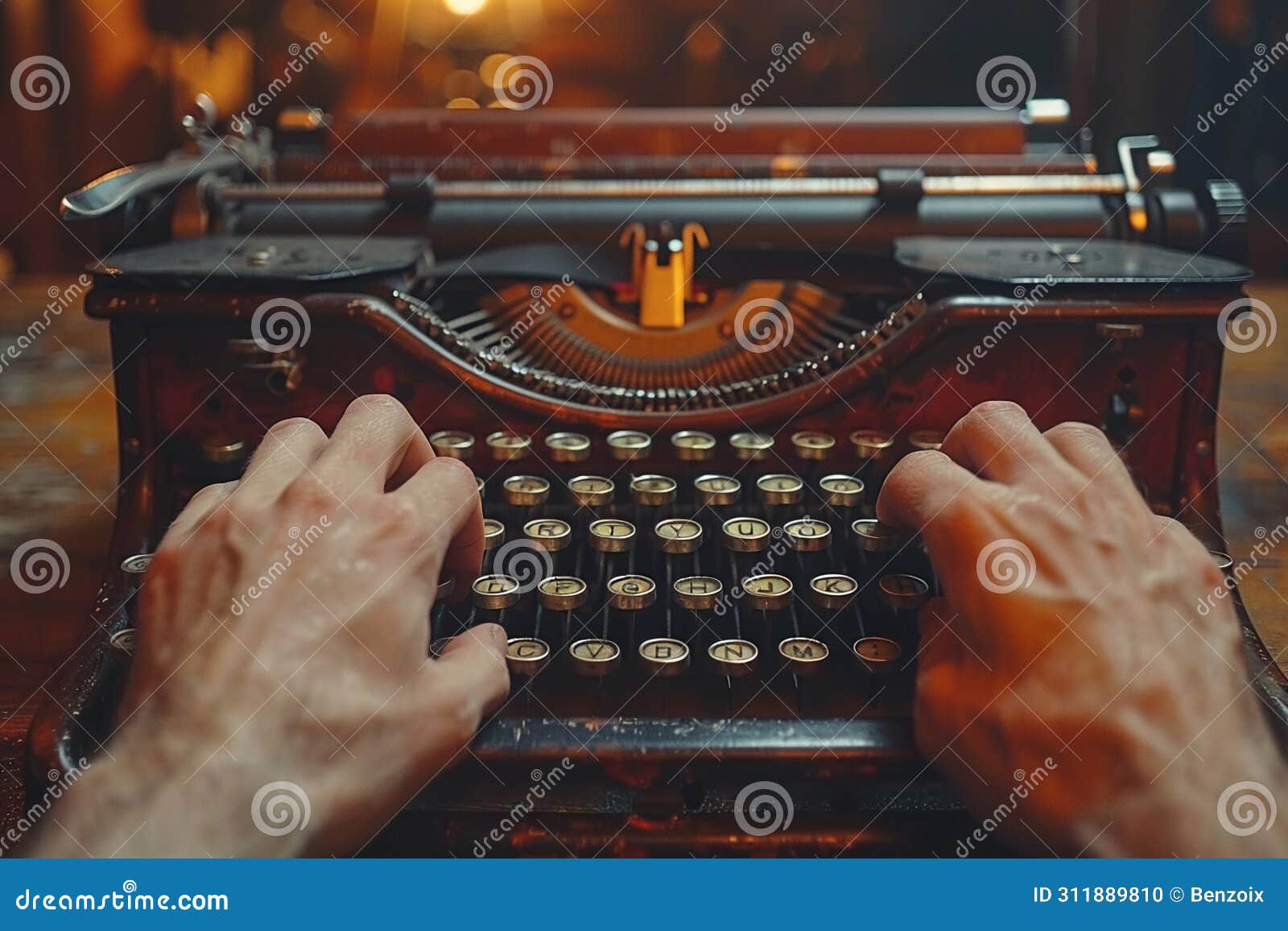 Fingers Typing on an Old Typewriter Stock Photo - Image of journalist ...