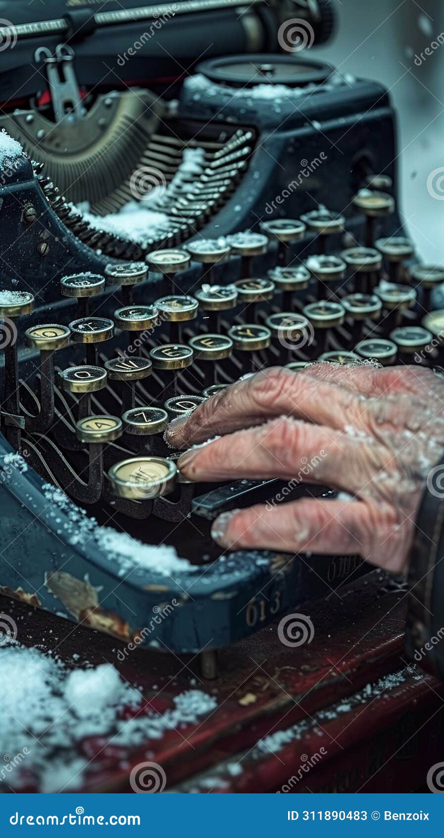 Fingers Typing on an Old Typewriter Stock Image - Image of performer ...