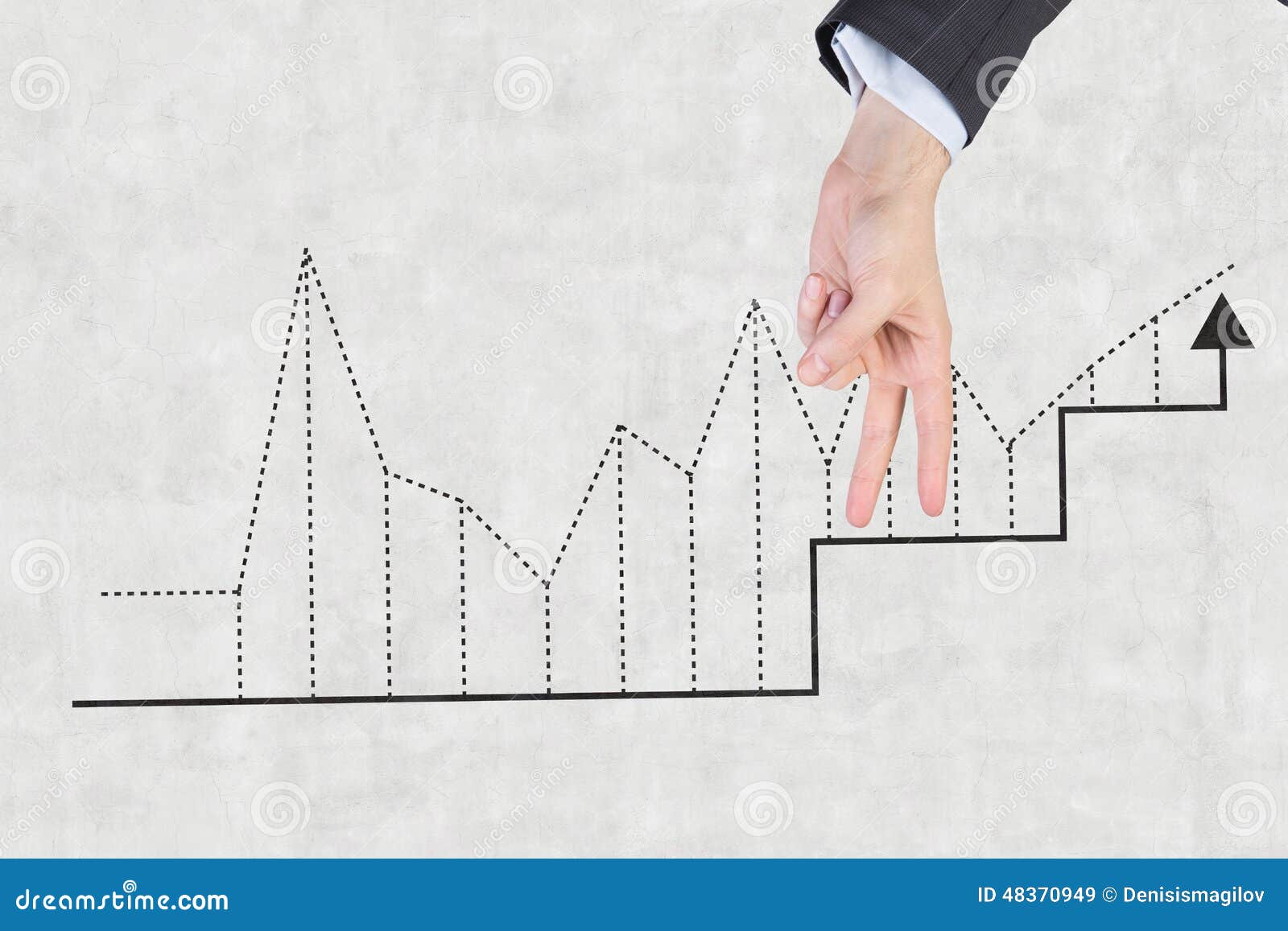 Fingers walking on charts stock image. Image of arrow - 48370949