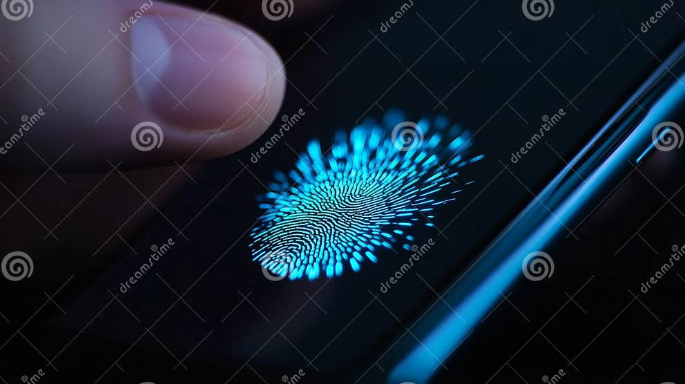 A Fingertip Scans a Fingerprint Sensor Unlocking a Smartphone this ...