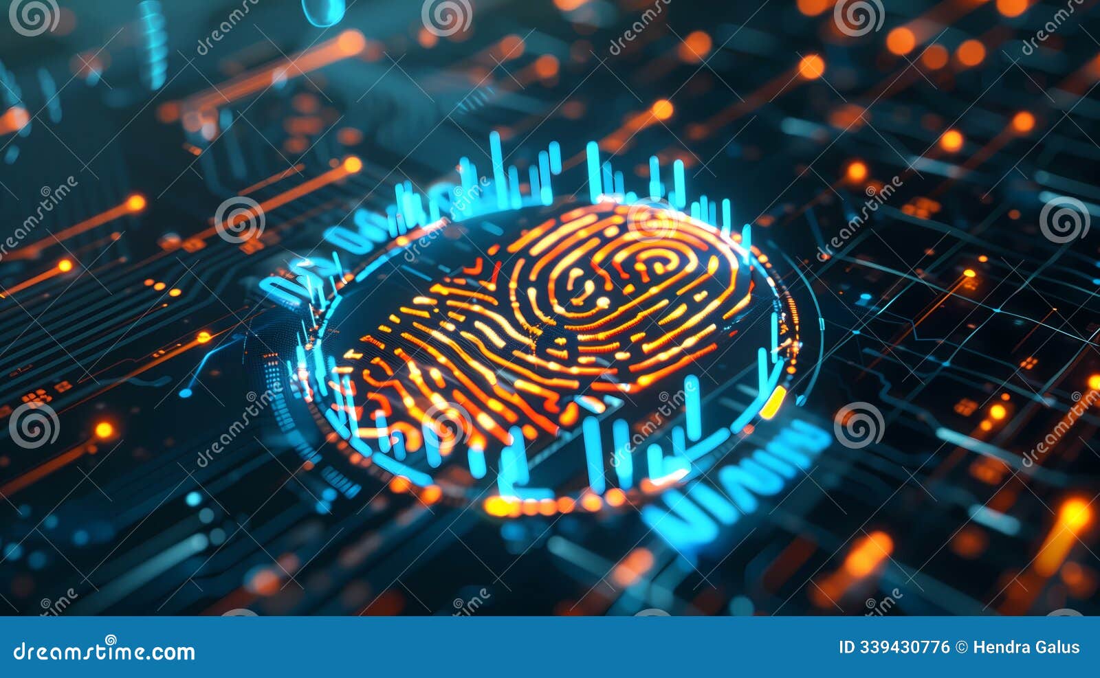 Fingertip Touching a Glowing Fingerprint on a Circuit Board ...