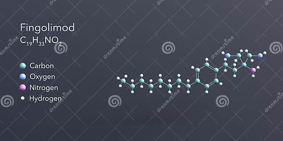 Fingolimod Molecule 3d Rendering, Flat Molecular Structure with ...