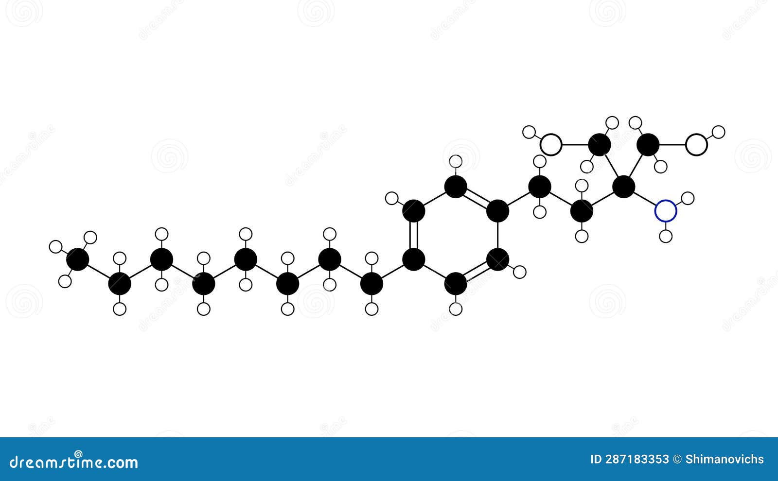 Fingolimod Molecule 3d Rendering, Flat Molecular Structure With ...