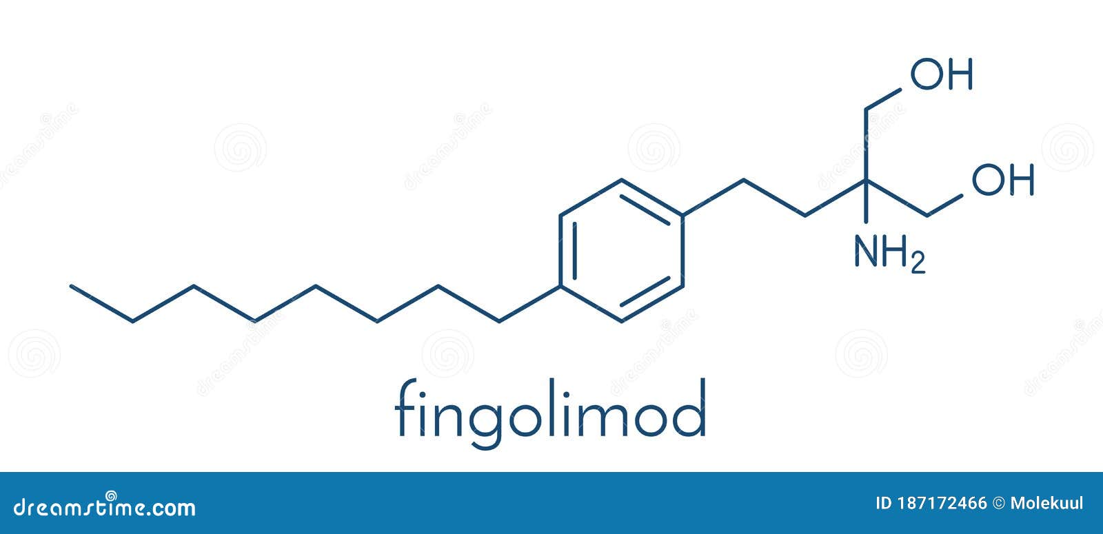 Fingolimod Multiple Sclerosis MS Drug Molecule. Skeletal Formula. Stock ...