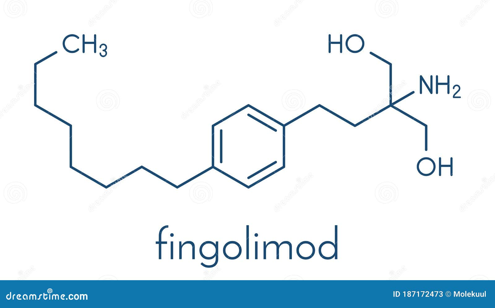 Fingolimod Multiple Sclerosis MS Drug Molecule. Skeletal Formula. Stock ...