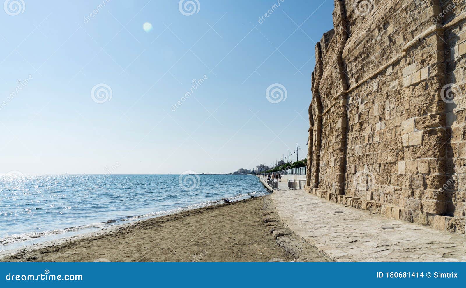 The Finikoudes Beach in the City Centre, Larnaca, Cyprus. Stock Photo ...