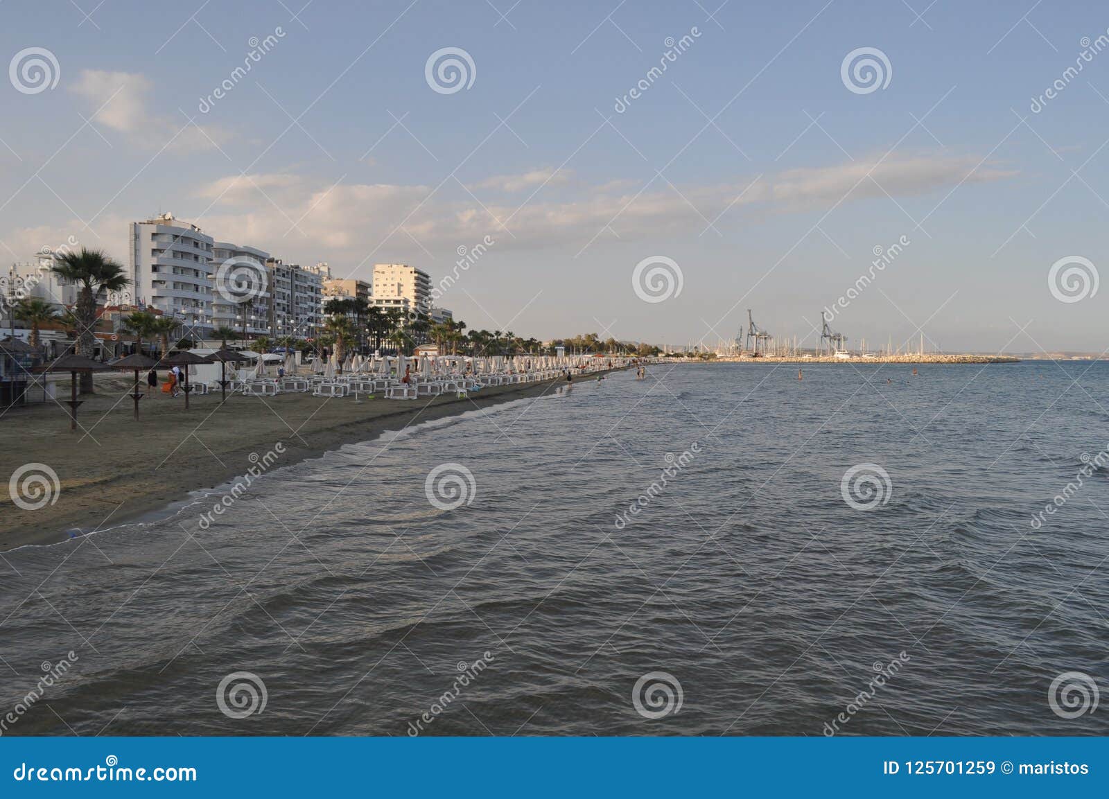 The Beautiful Finikoudes Beach Larnaca in Cyprus Stock Image - Image of ...