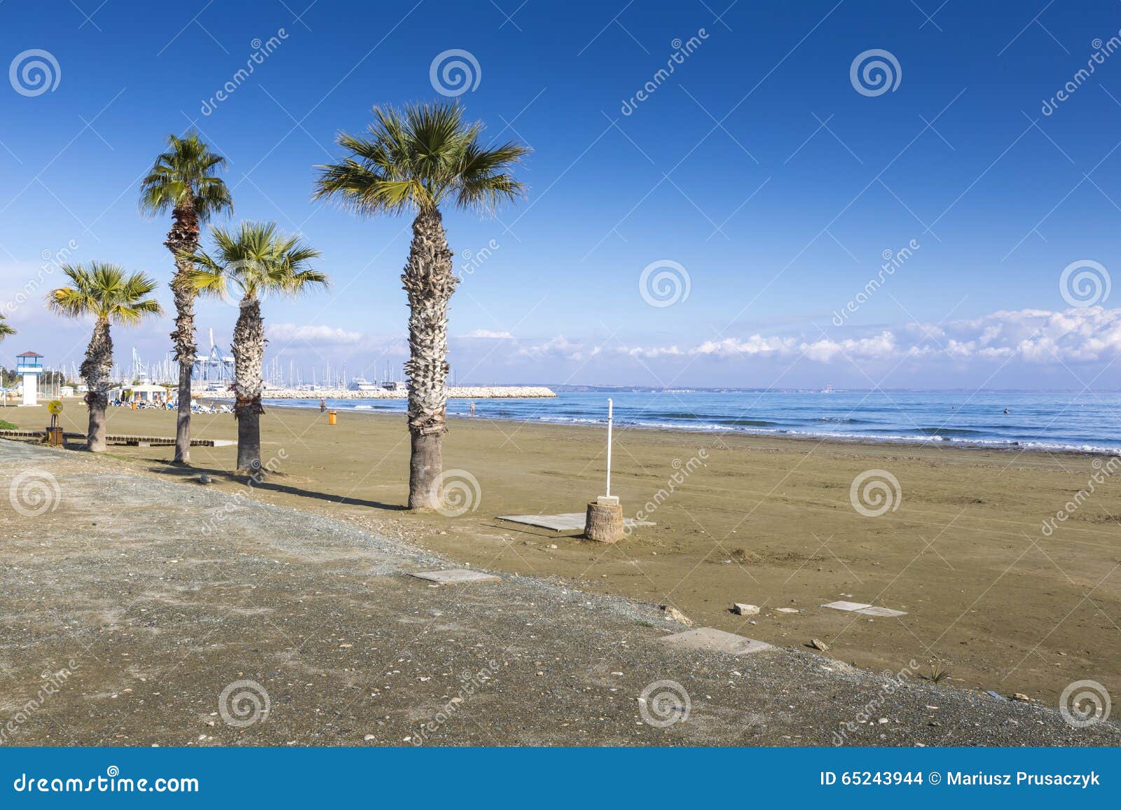 Finikoudes Beach - Larnaka City, Cyprus Stock Photo - Image of landmark ...