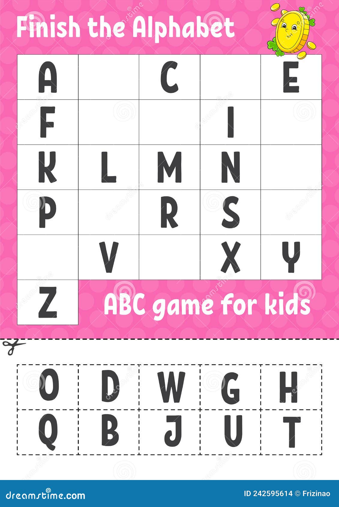 Finish the Alphabet. ABC Game for Kids. Cut and Glue. Education ...