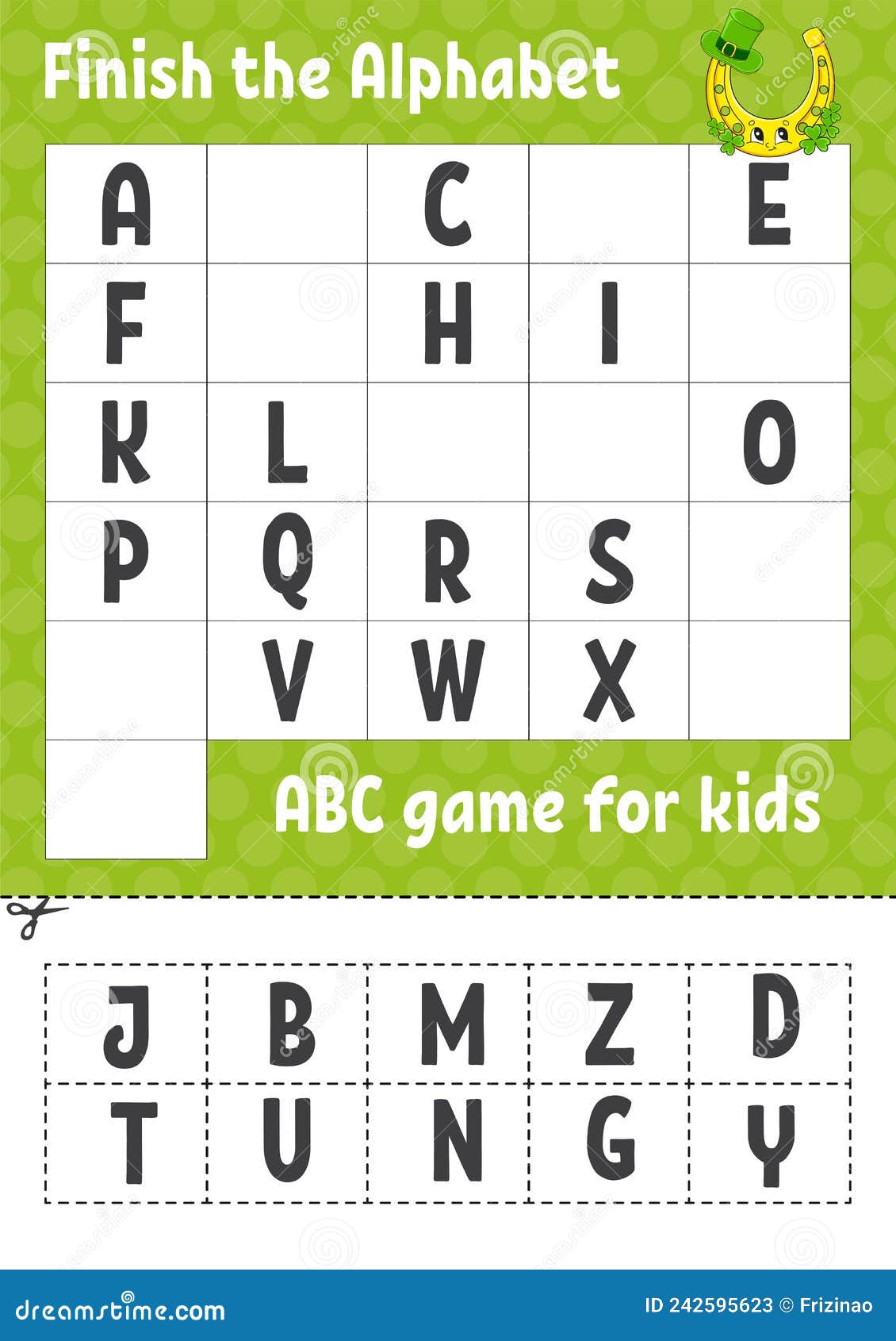 Finish the Alphabet. ABC Game for Kids. Cut and Glue. Education ...