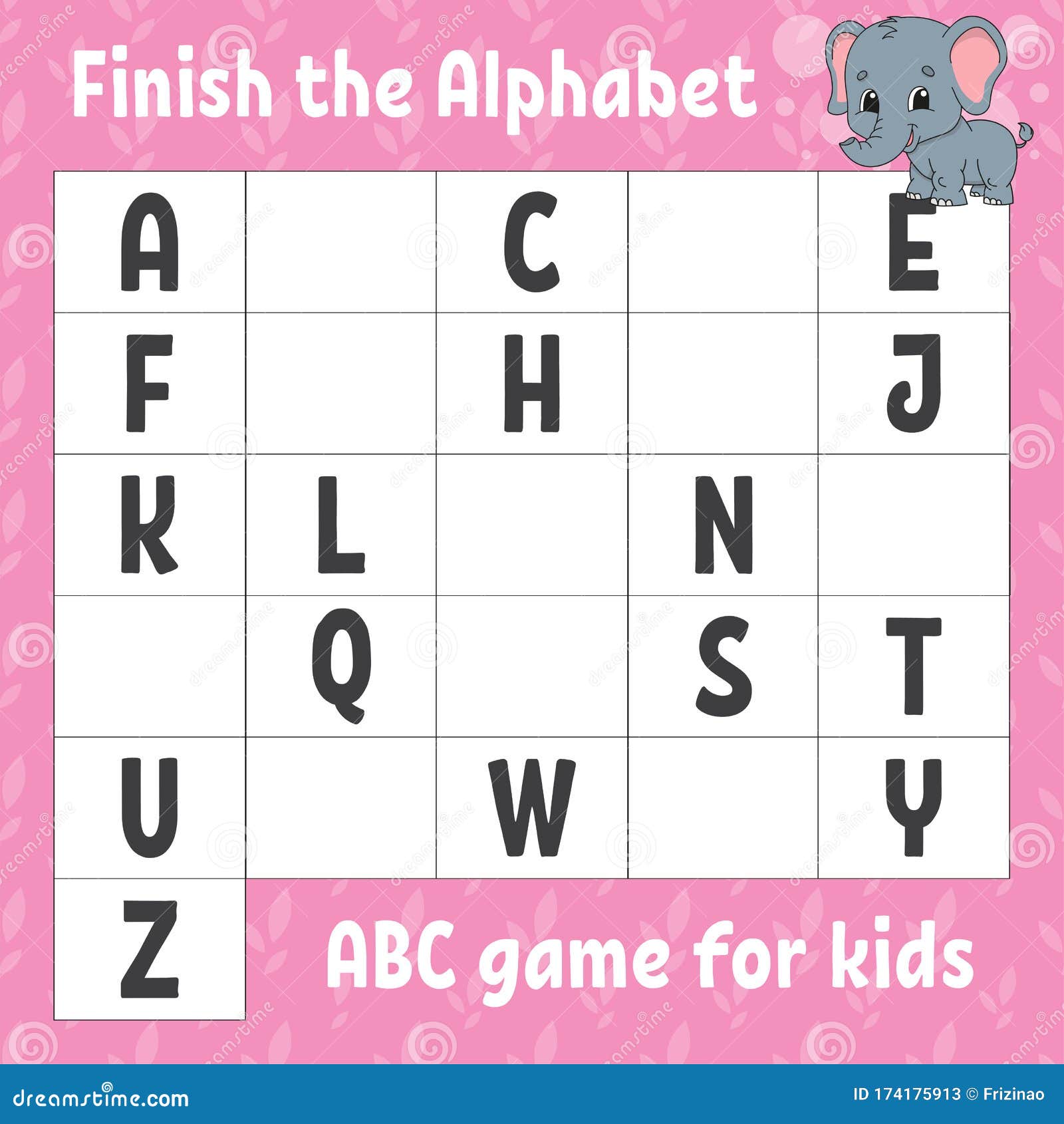 Finish The Alphabet. ABC Game For Kids. Education Developing Worksheet ...