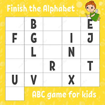 Finish the Alphabet. ABC Game for Kids. Education Developing Worksheet ...
