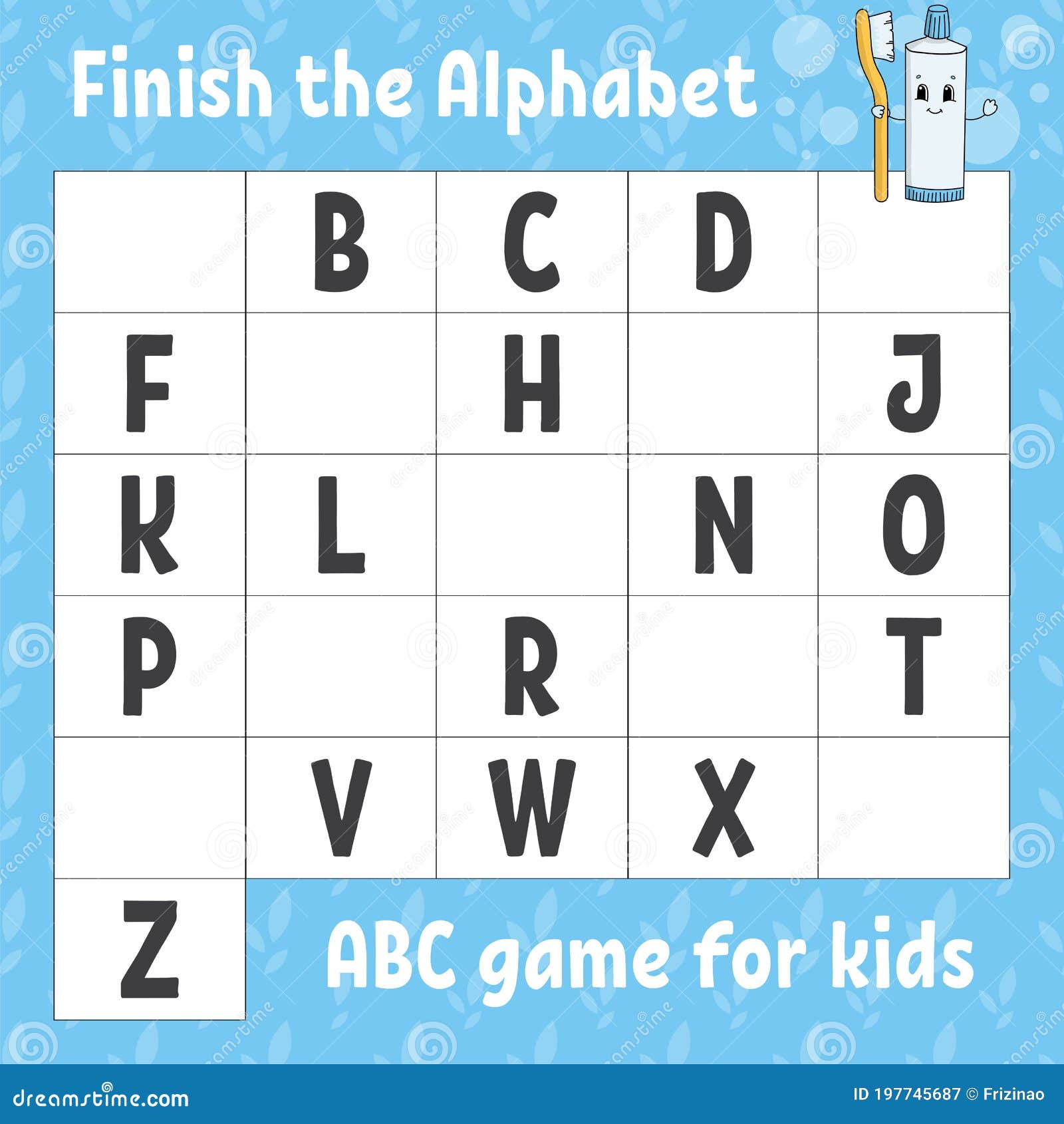 Finish The Alphabet. ABC Game For Kids. Education Developing Worksheet ...