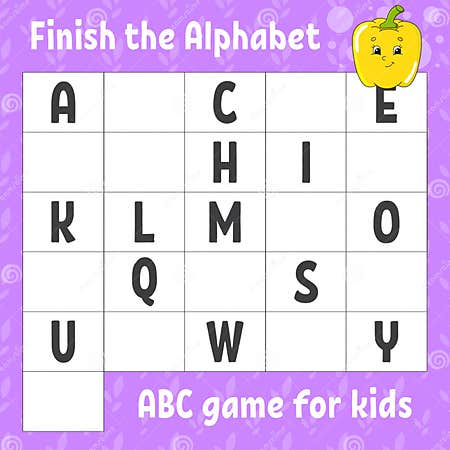 Finish the Alphabet. ABC Game for Kids. Education Developing Worksheet ...
