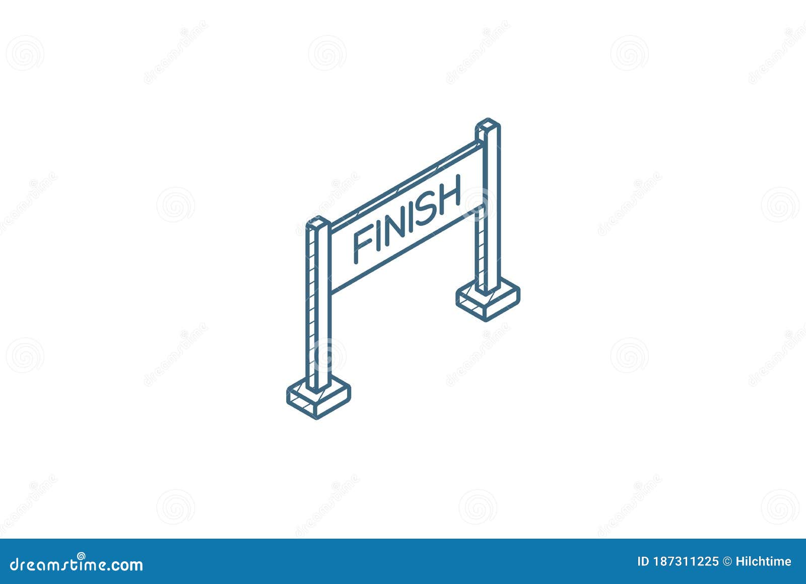 Finish Banner Isometric Icon. 3d Line Art Technical Drawing. Editable ...