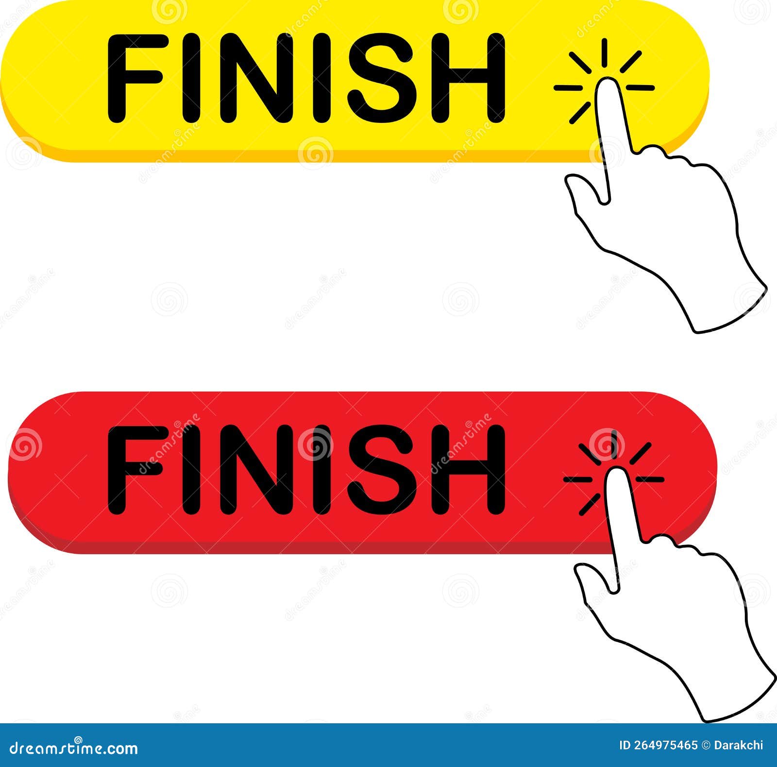 Finish Buttons Collection with Hand Pointer Stock Vector - Illustration ...