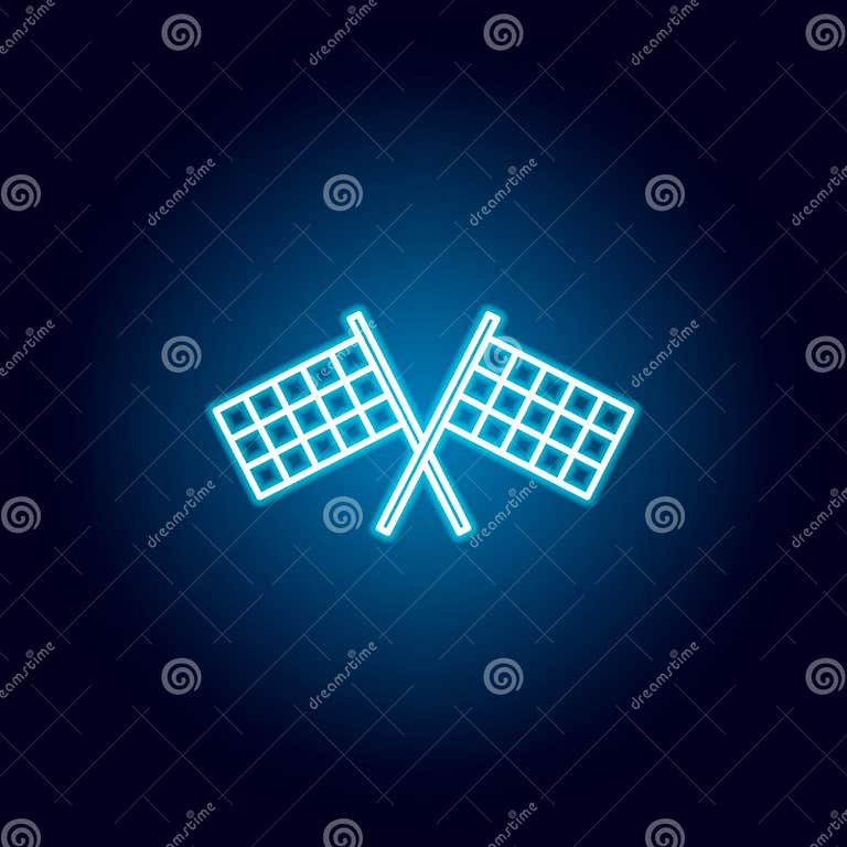 Finish Flags Icon in Blue Neon Style. Element of Racing for Mobile ...