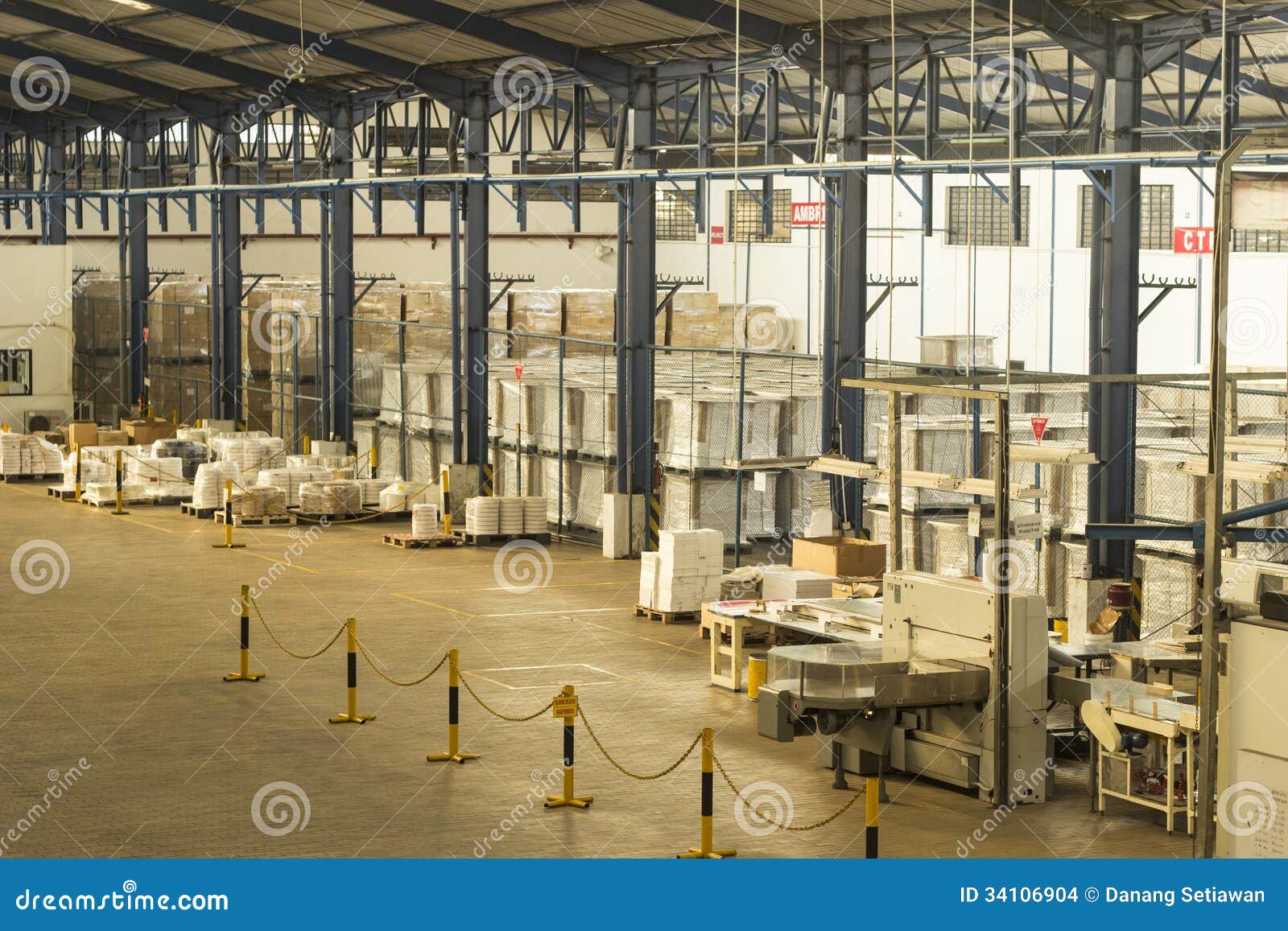 Finish Good Warehouse and Cutting Machine Stock Photo - Image of chain ...