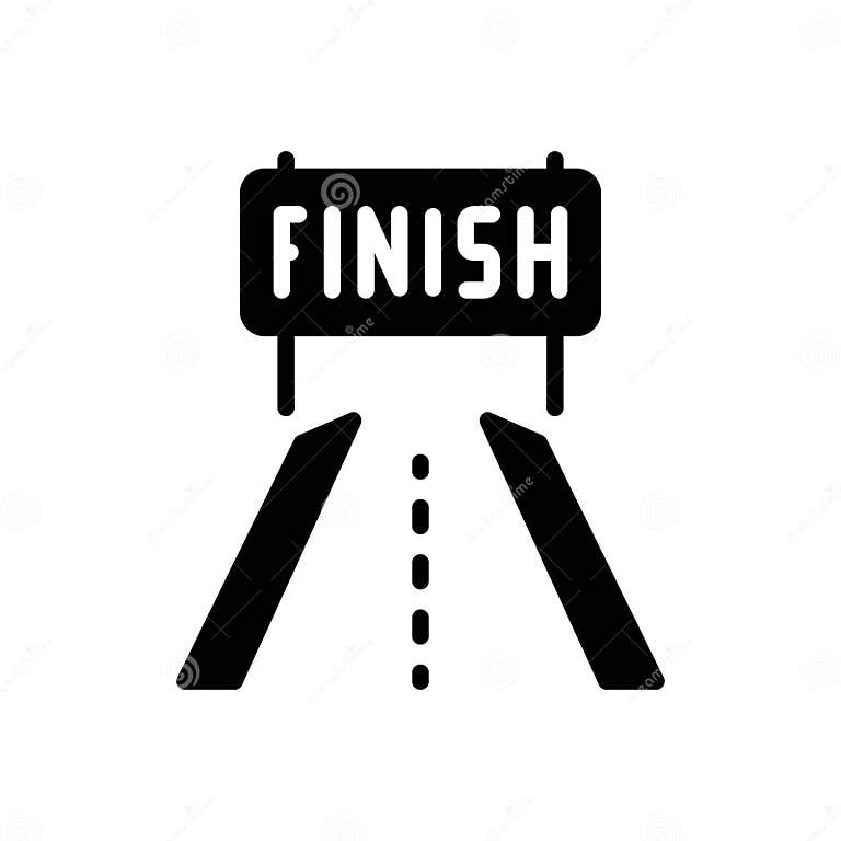 Black Solid Icon for Finish, Finish Arch and Road Stock Illustration ...