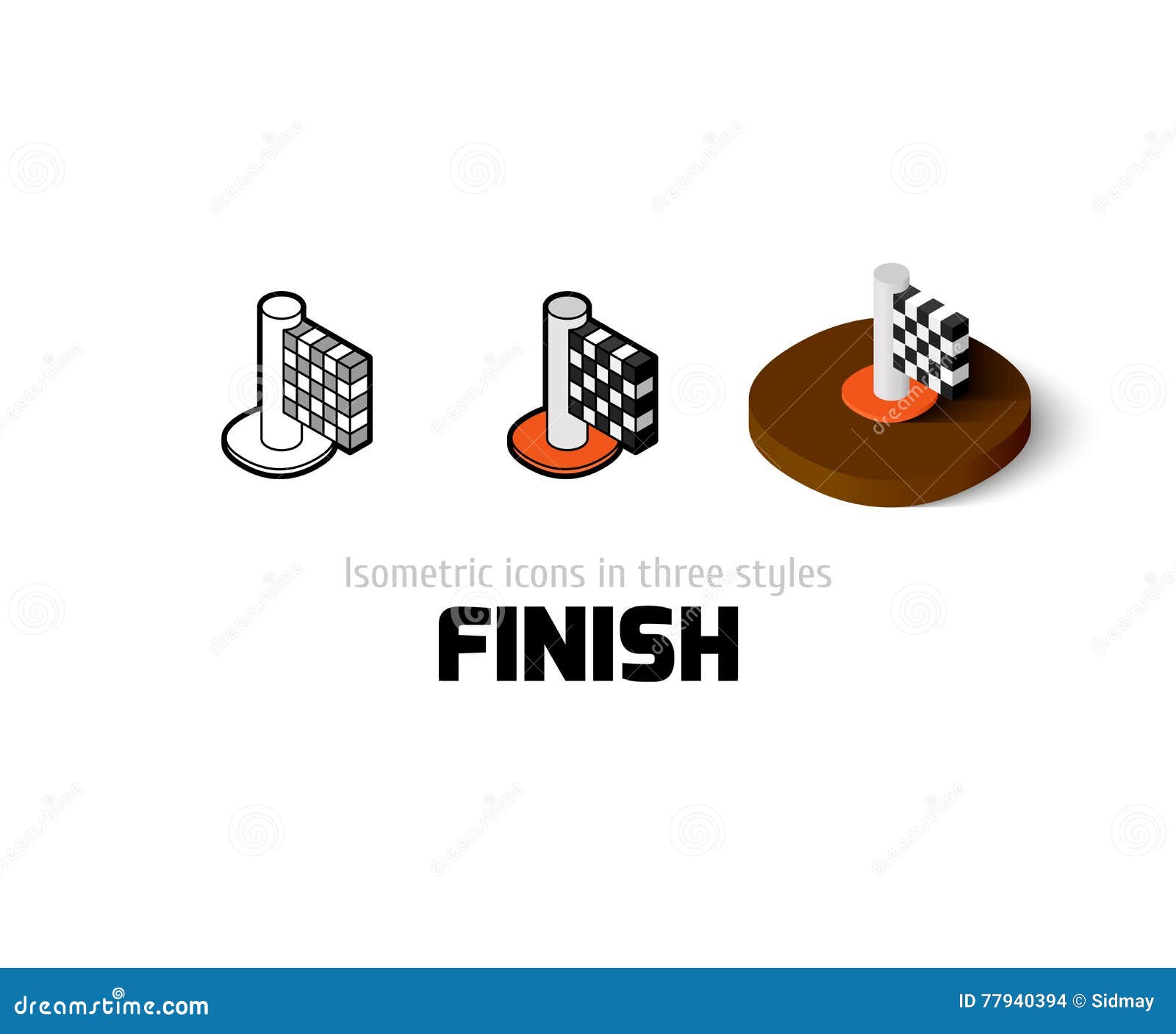 Finish Icon in Different Style Stock Vector - Illustration of icon ...
