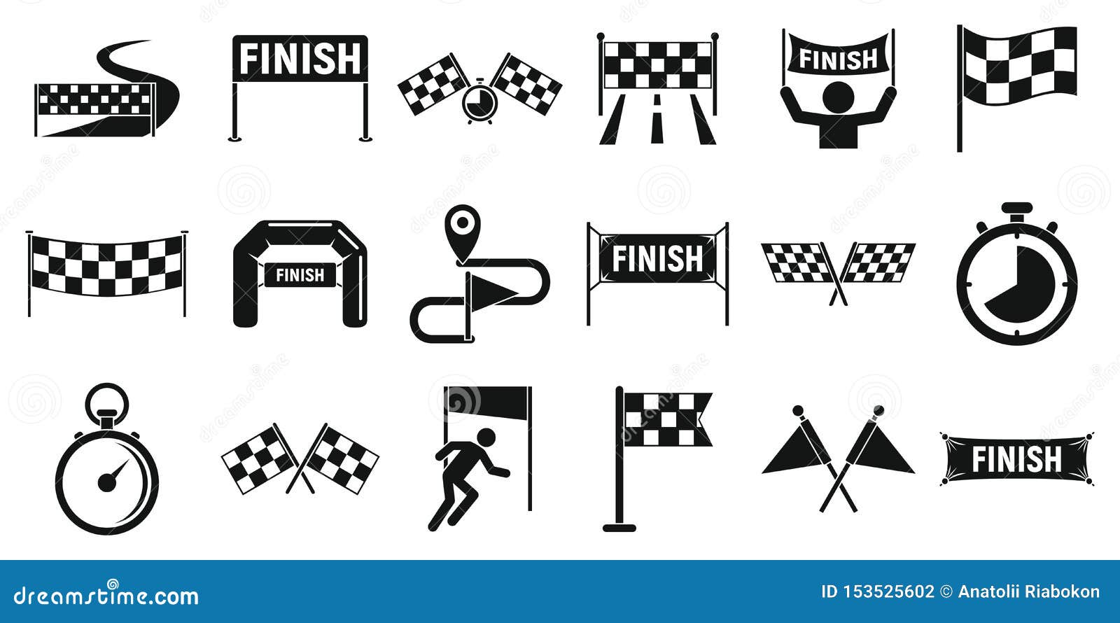 Finish Icons Set, Simple Style Stock Vector - Illustration of ...