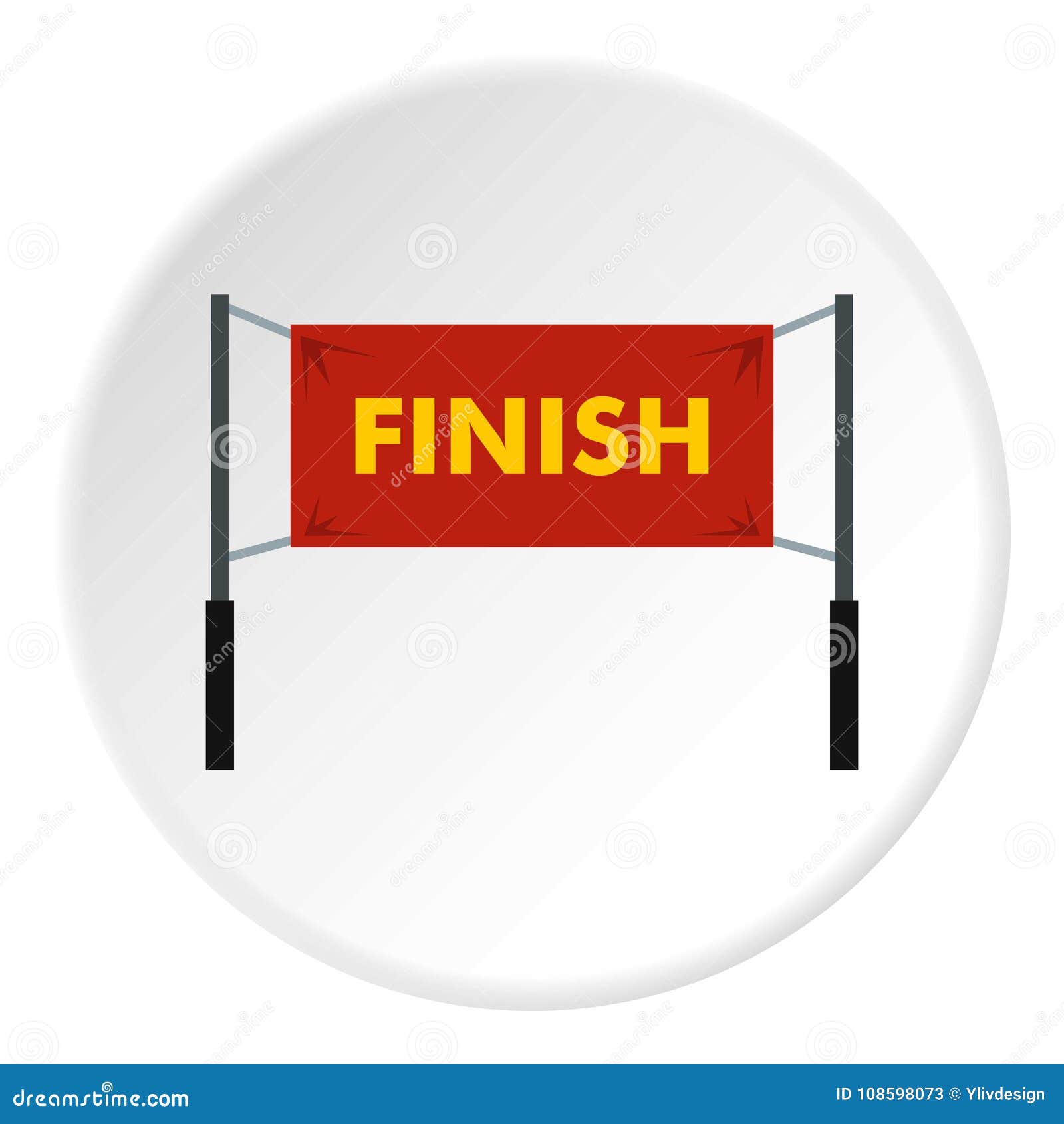 Finish line icon circle stock vector. Illustration of rubber - 108598073