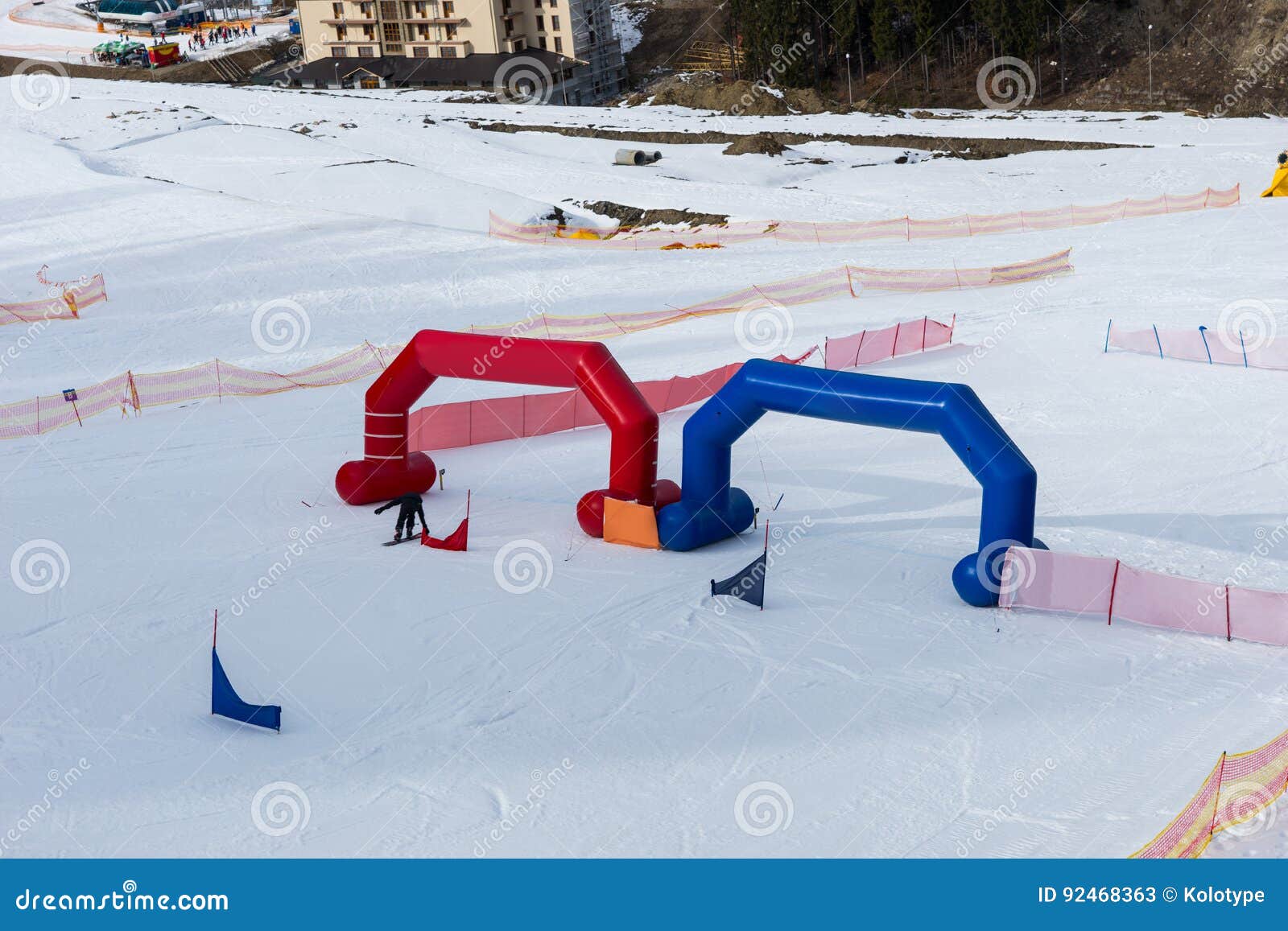 Finish Line during Skiing Competitions Stock Image - Image of pine ...