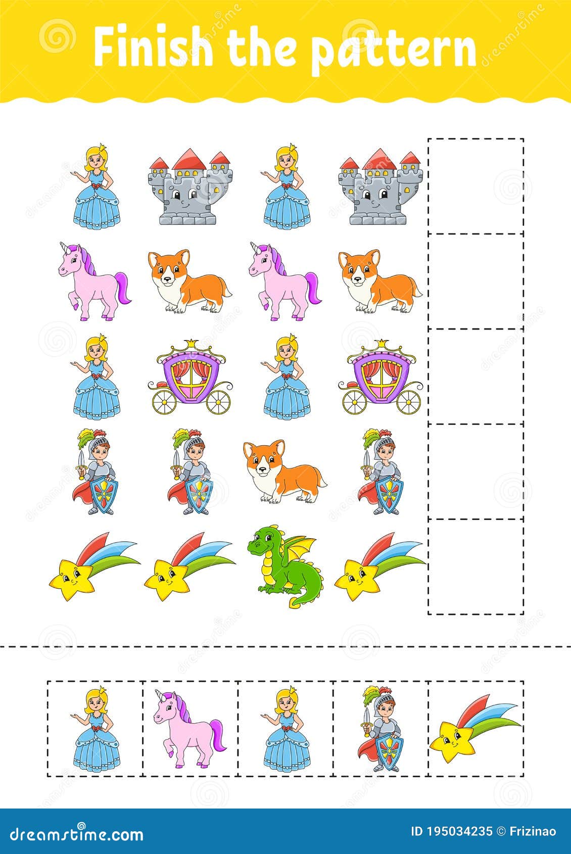 Finish the Pattern. Cut and Play. Education Developing Worksheet ...