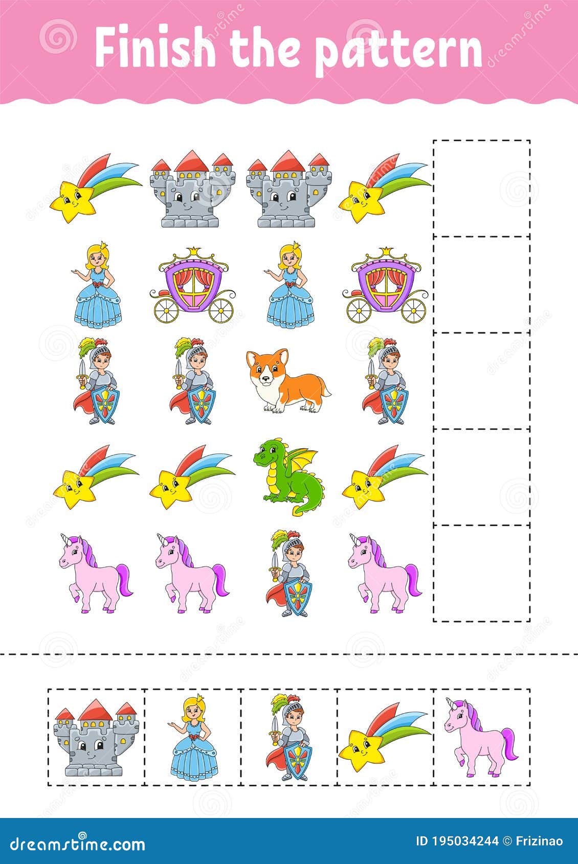 Finish the Pattern. Cut and Play. Education Developing Worksheet ...