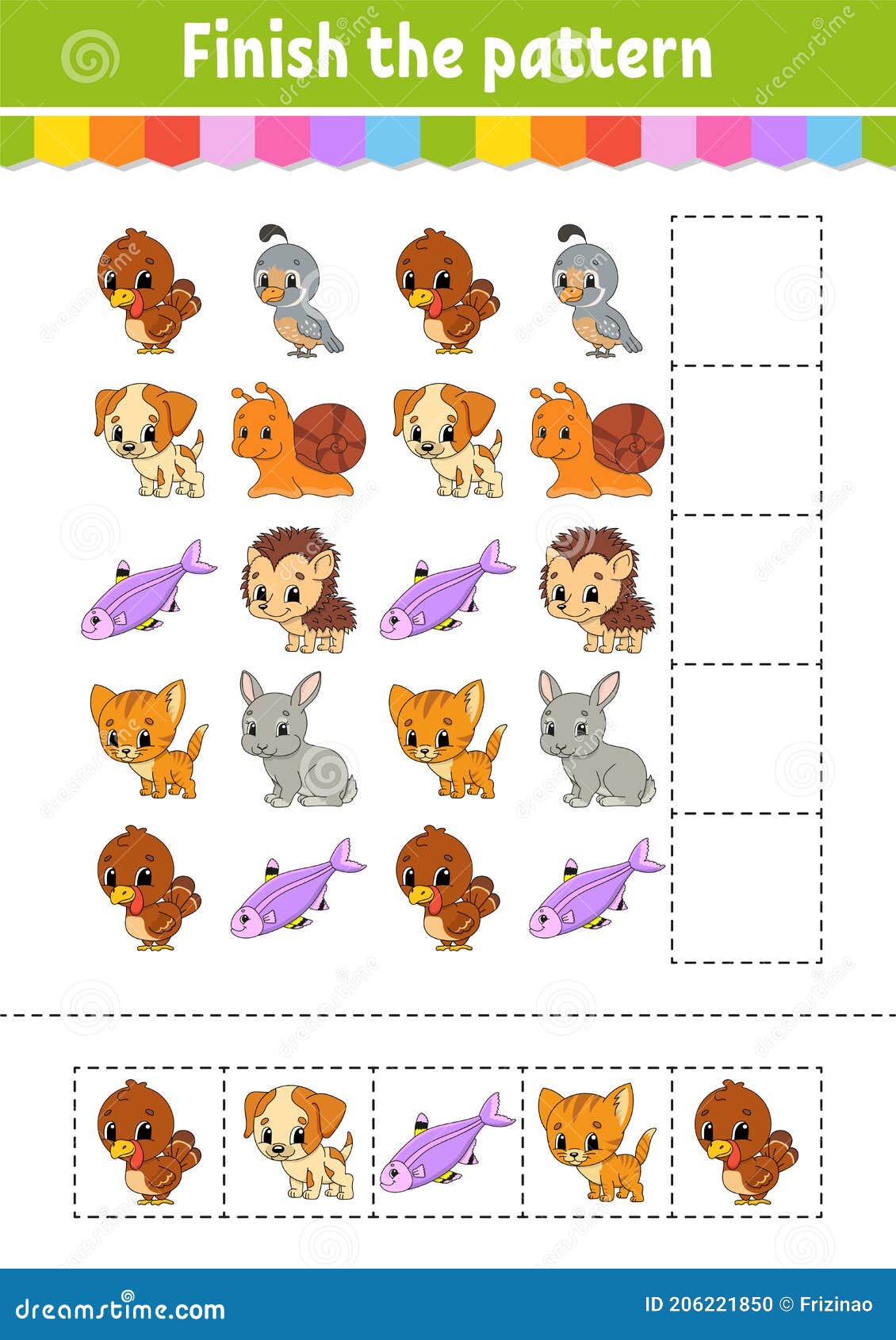 Finish the Pattern. Cut and Play. Education Developing Worksheet ...