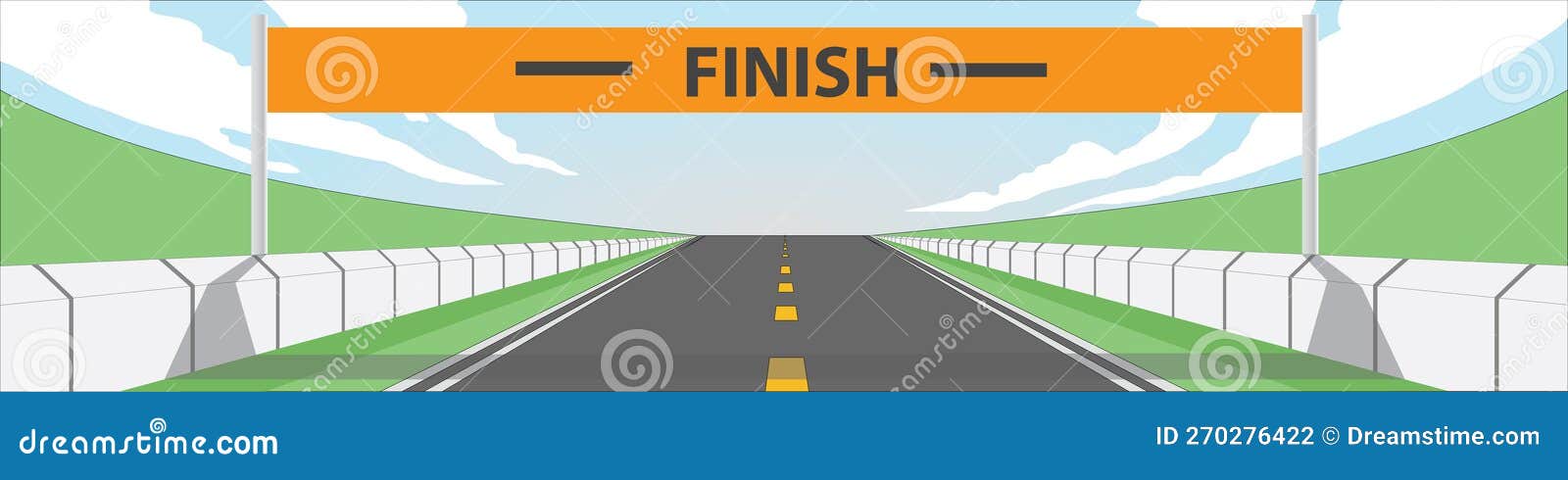 Landscape View of Empty Race Track with Sign of Finish. Asphalt Road ...