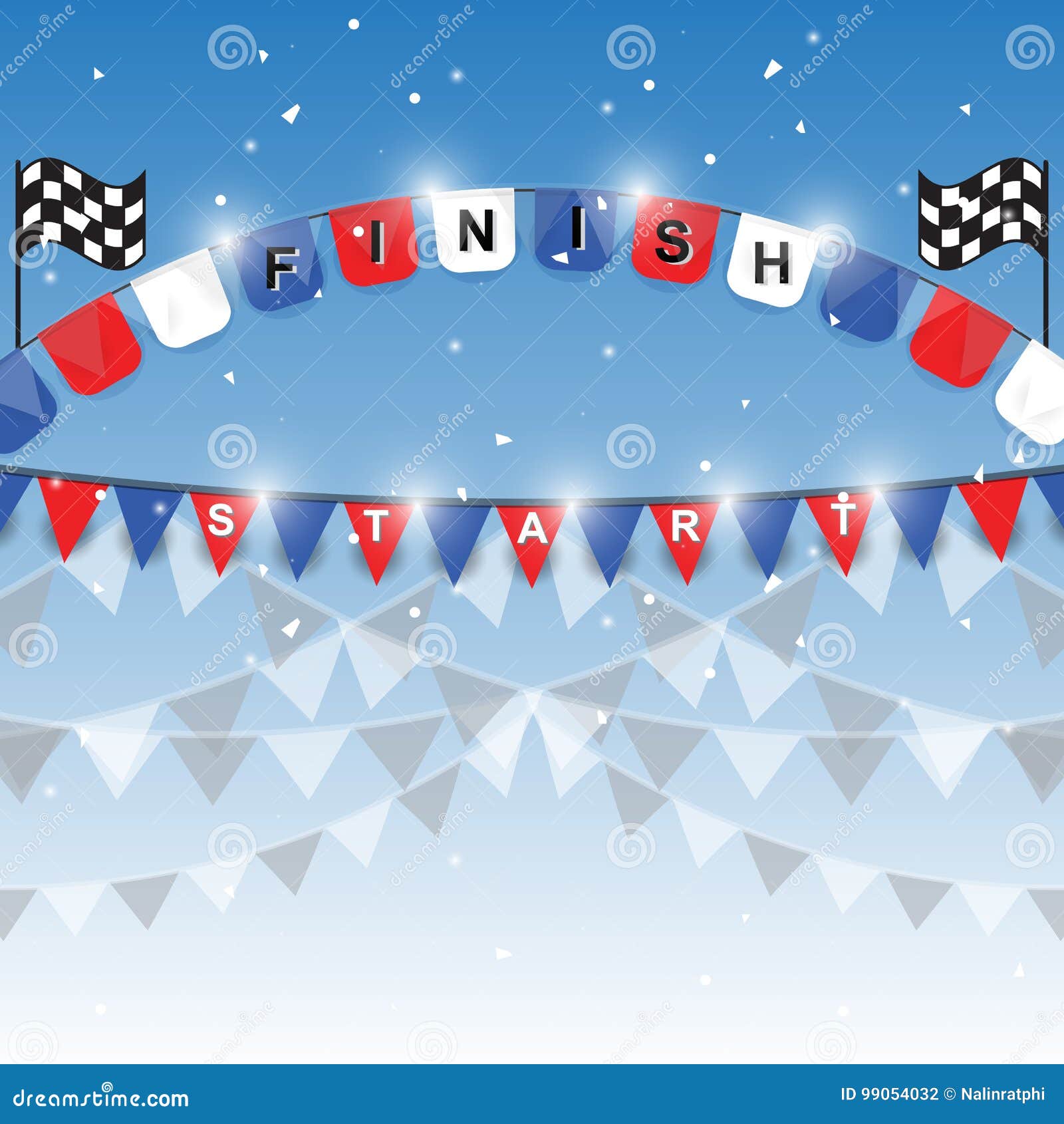 Finish and Start Flags on Blue Background Stock Vector - Illustration ...