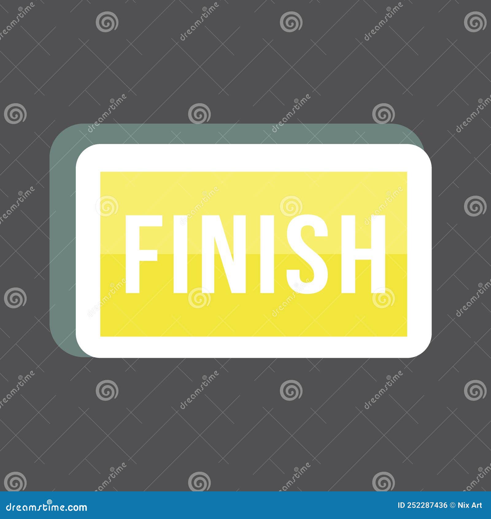 Finish Sticker in Trendy Isolated on Black Background Stock ...
