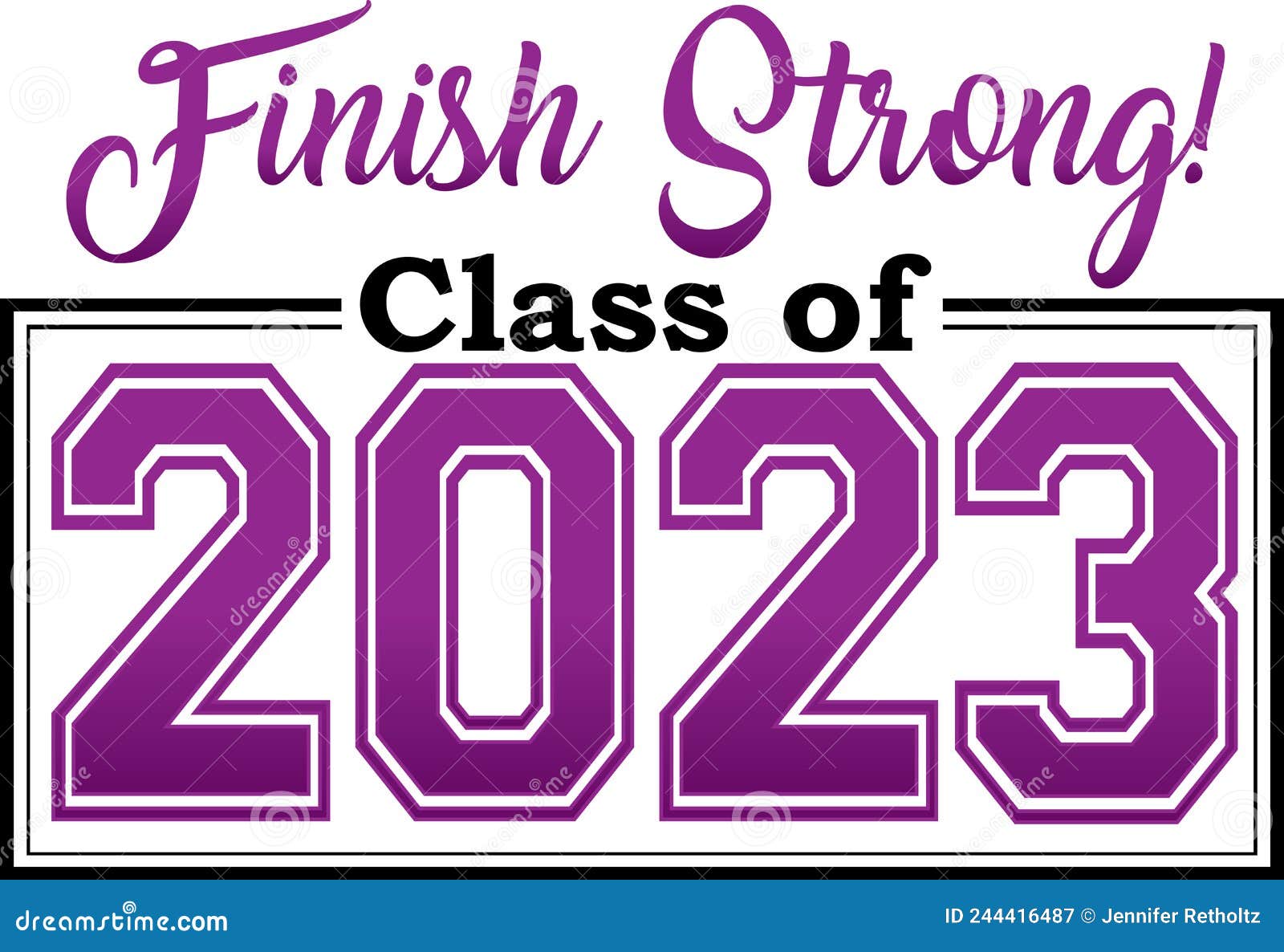 Purple Class Of 2023 Chase Your Dreams Banner Cartoon Vector ...