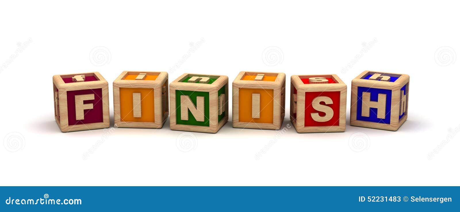 Finish Text Cube stock illustration. Illustration of white - 52231483