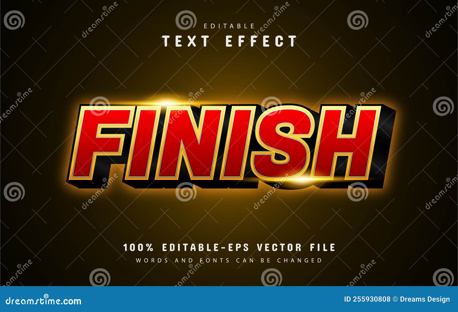 Finish Text Effect with Red Gradient Stock Vector - Illustration of ...