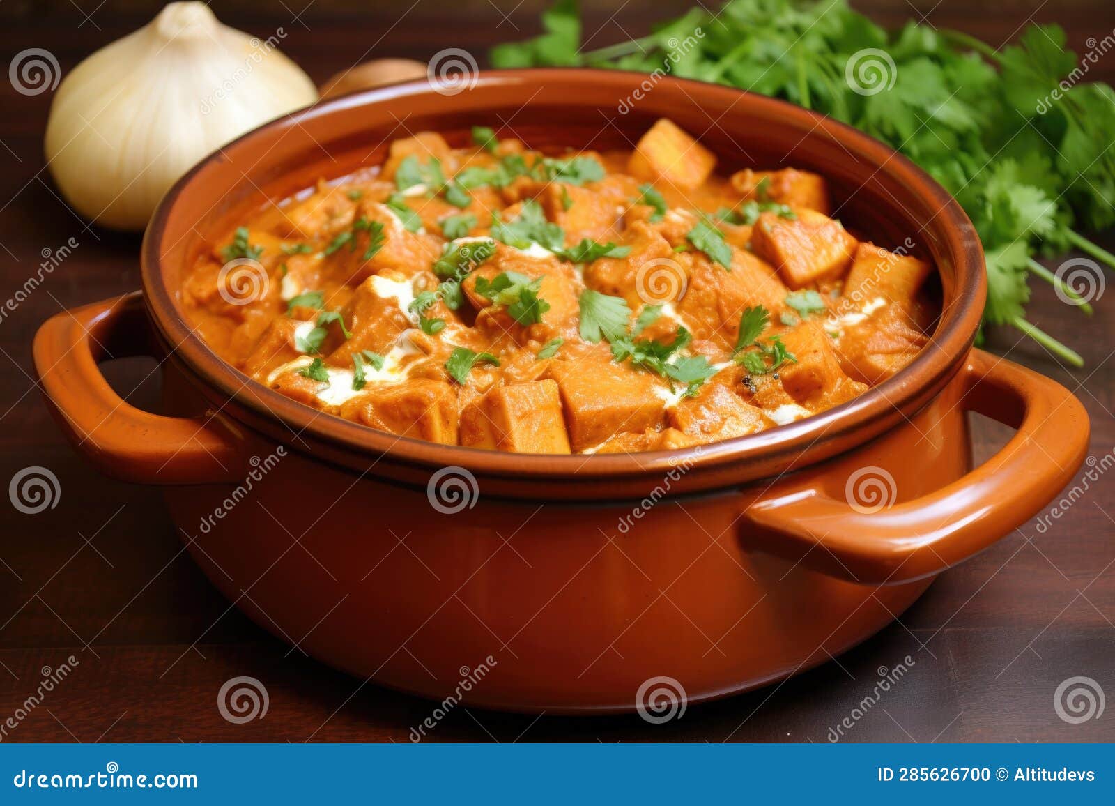 Finished Butter Chicken in a Clay Pot with Lid Stock Photo - Image of ...