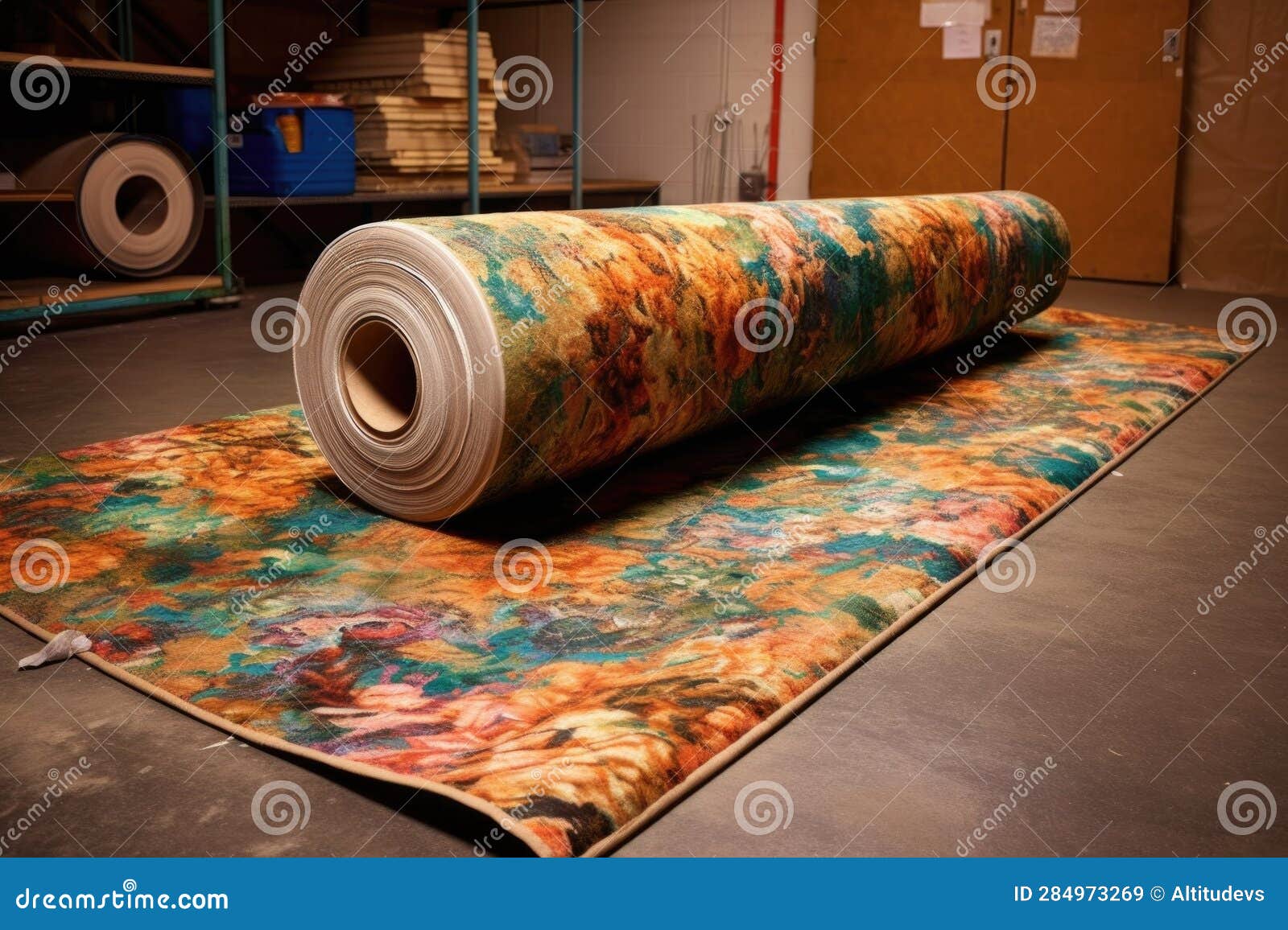 Finished Carpet Roll Wrapped and Labeled Stock Illustration ...