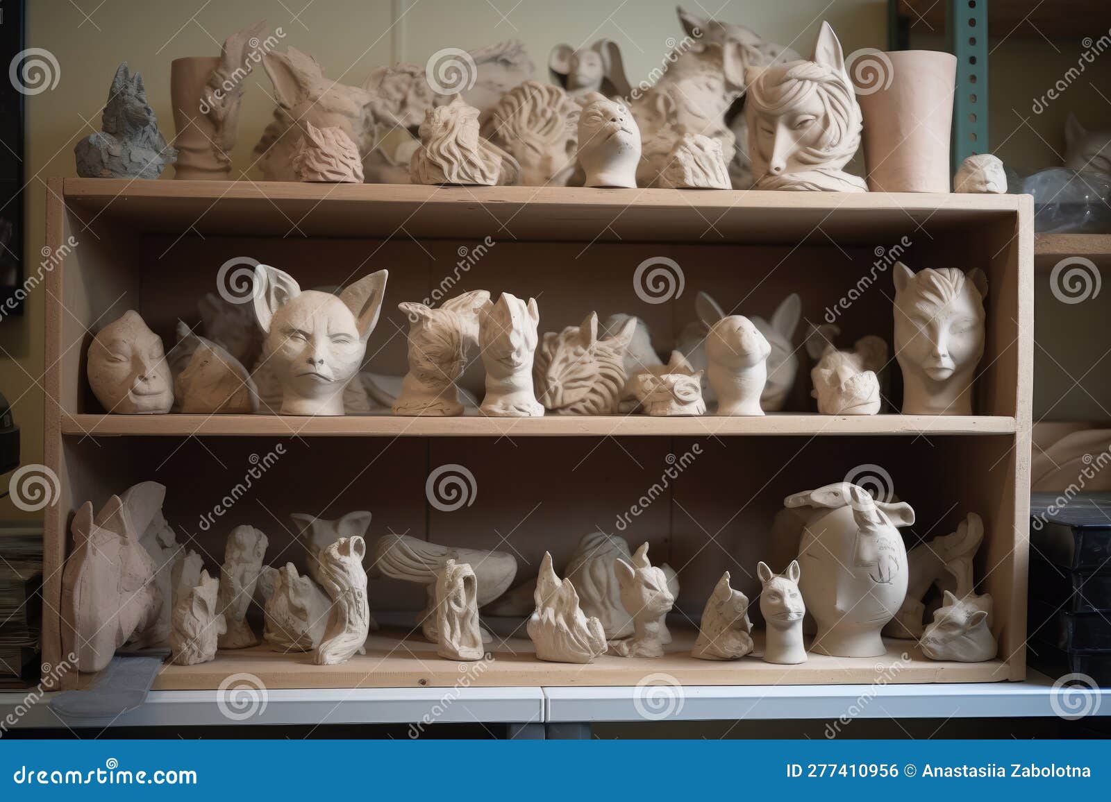 Finished Clay Sculpture on Display Shelf. Generative AI Stock ...