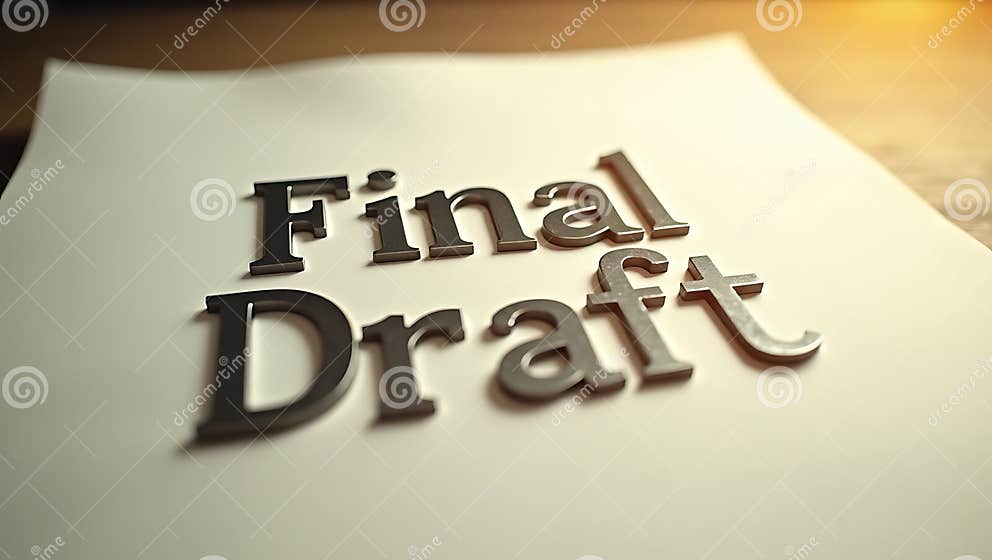 Finished Document with Bold Words Indicating Final Draft Status Stock ...