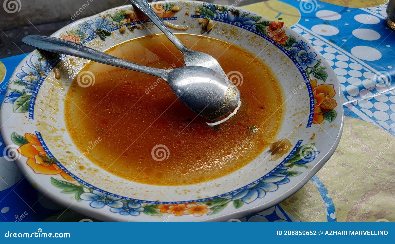 Finished the Food on a Plate with Flowers on it Stock Photo - Image of ...