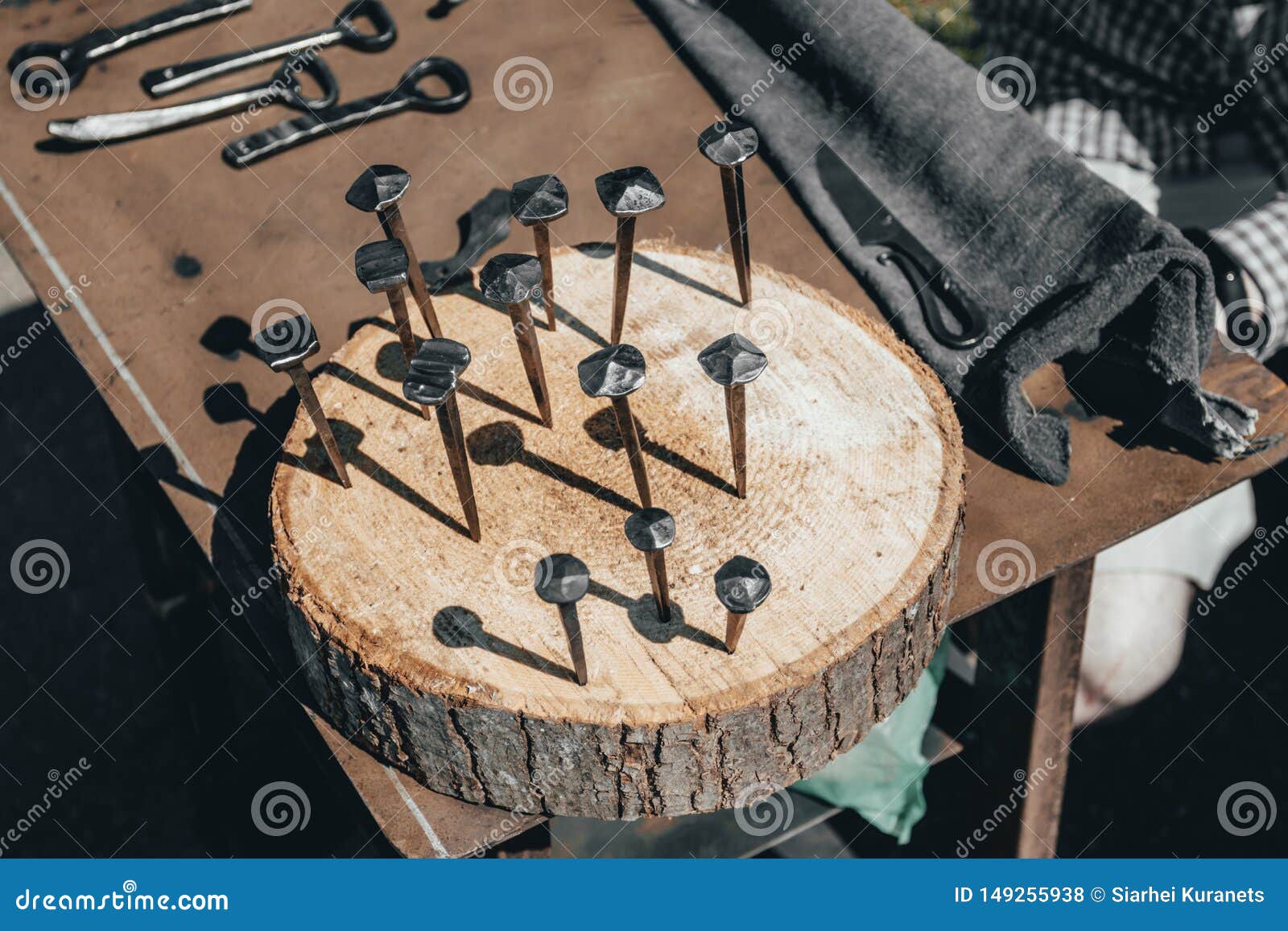 Finished Goods. the Blacksmith Forged a Nail Stock Photo - Image of ...