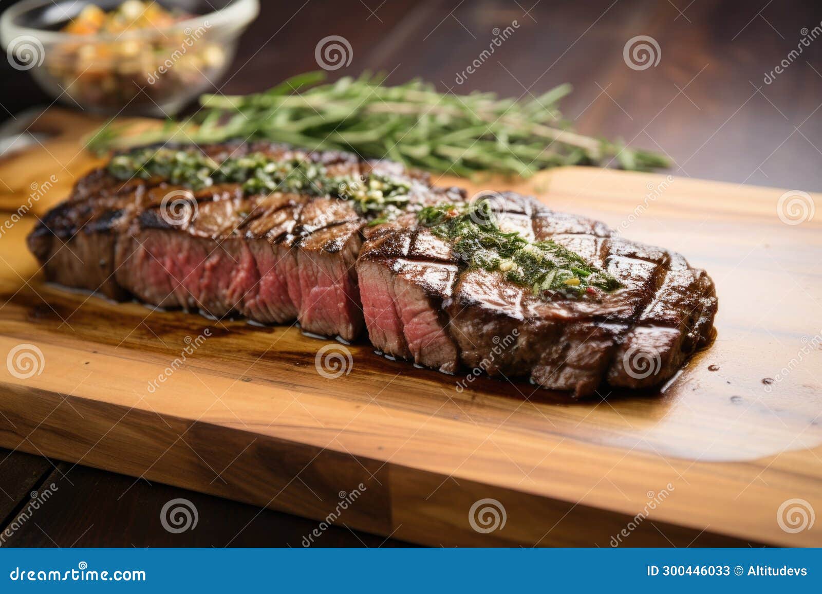 Finished Grilled Steak, Garnished and Served Stock Image - Image of ...