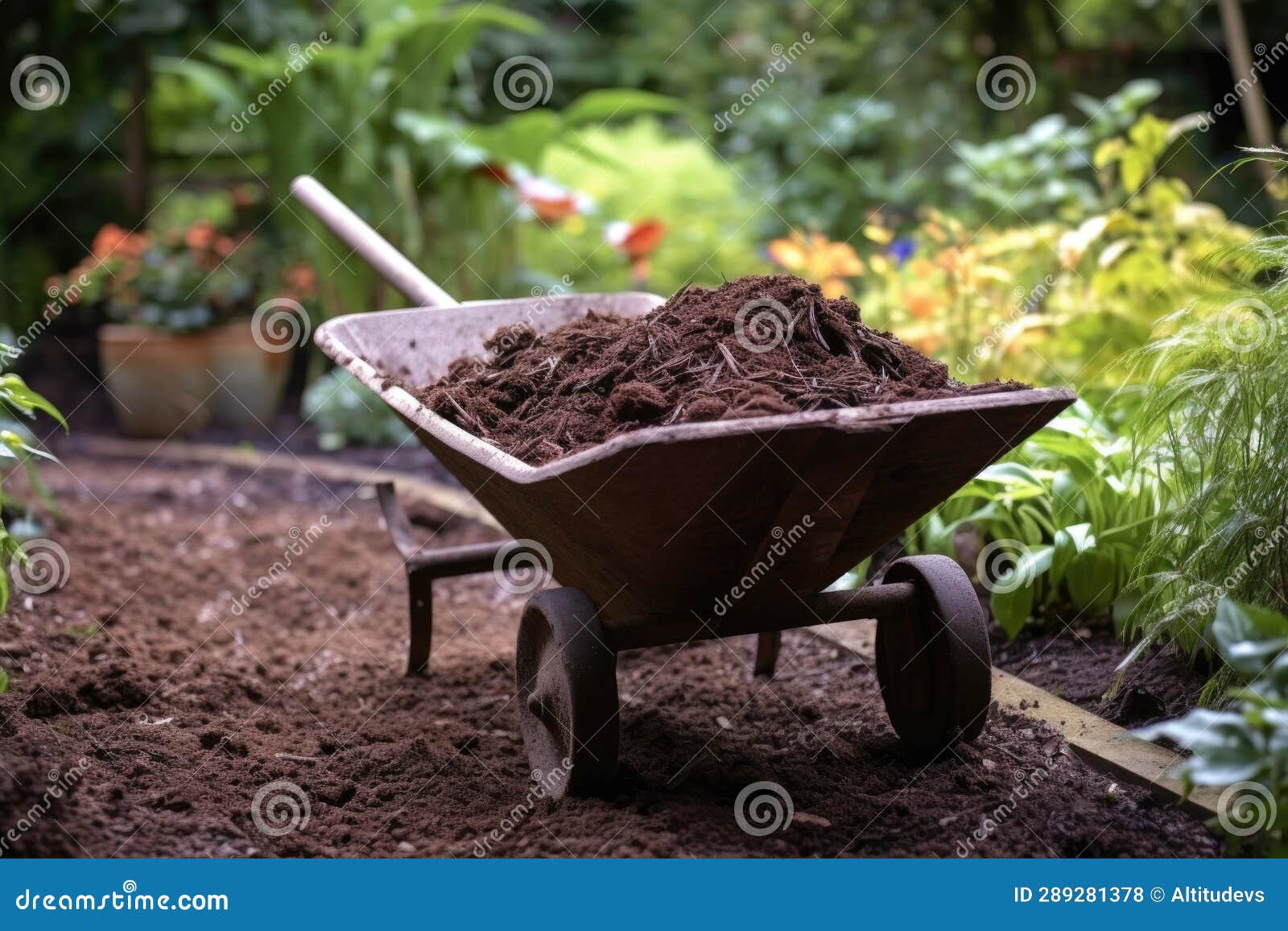 Finished Nutrient-rich Compost in Wheelbarrow Stock Photo - Image of ...