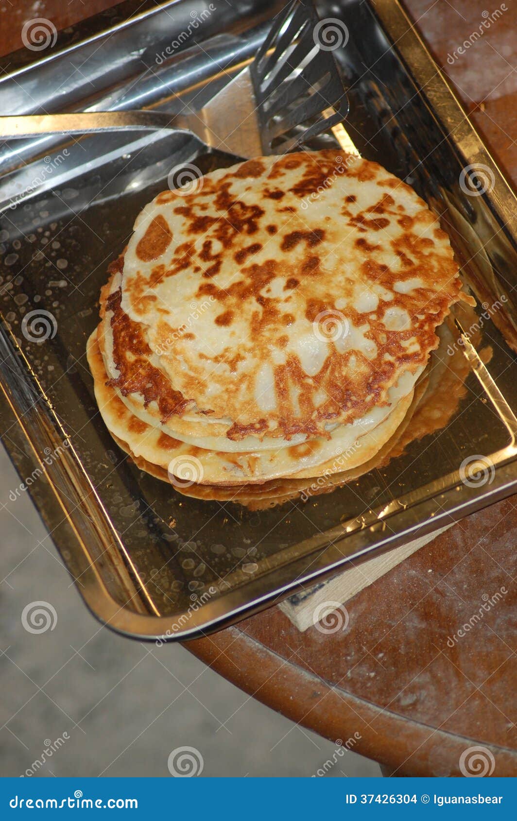 Finished Pancakes on Kitchen Plate Stock Photo - Image of backing ...