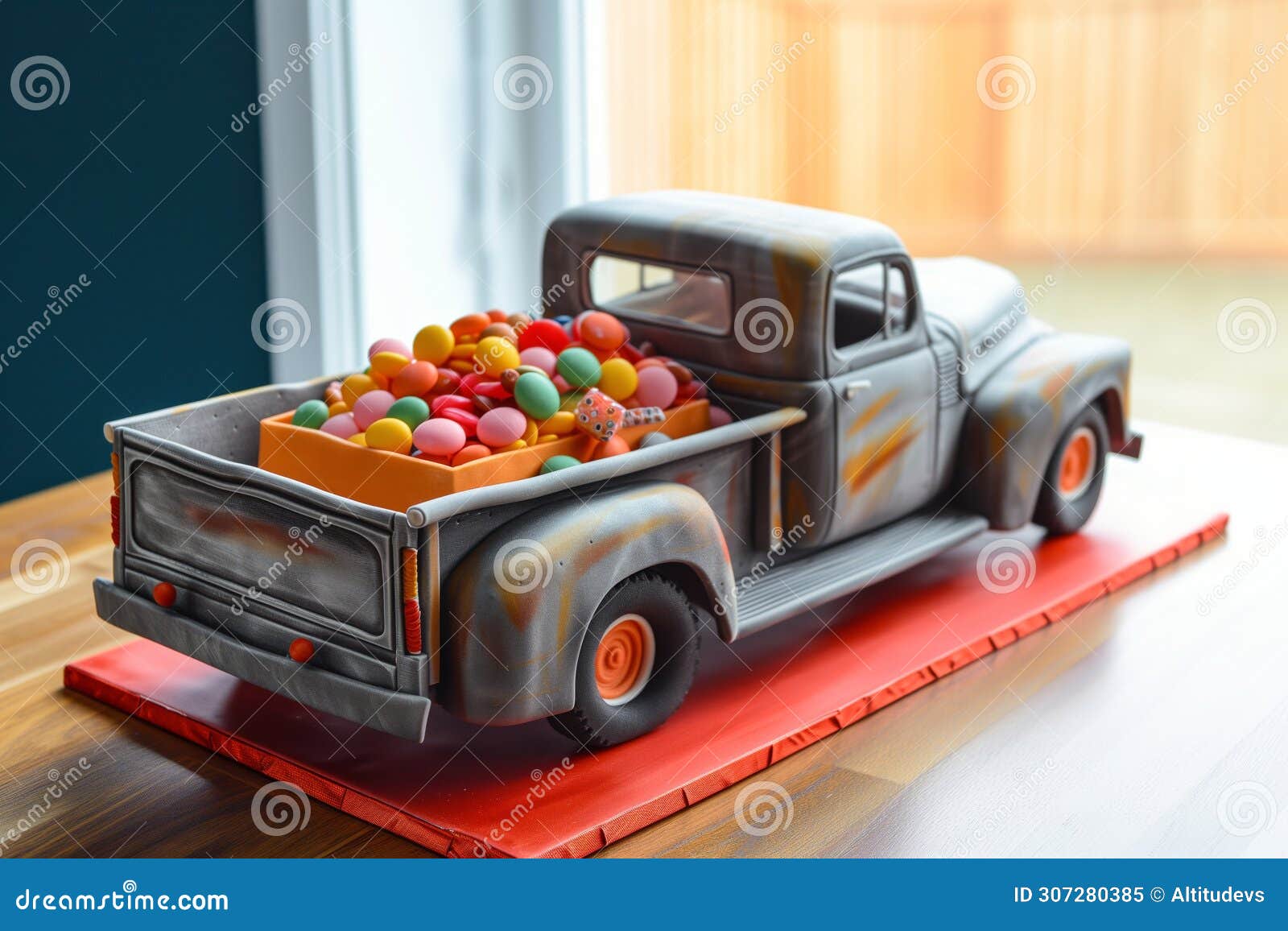 Finished Pickup Truck Cake with Cargo of Candy in Back Stock Image ...