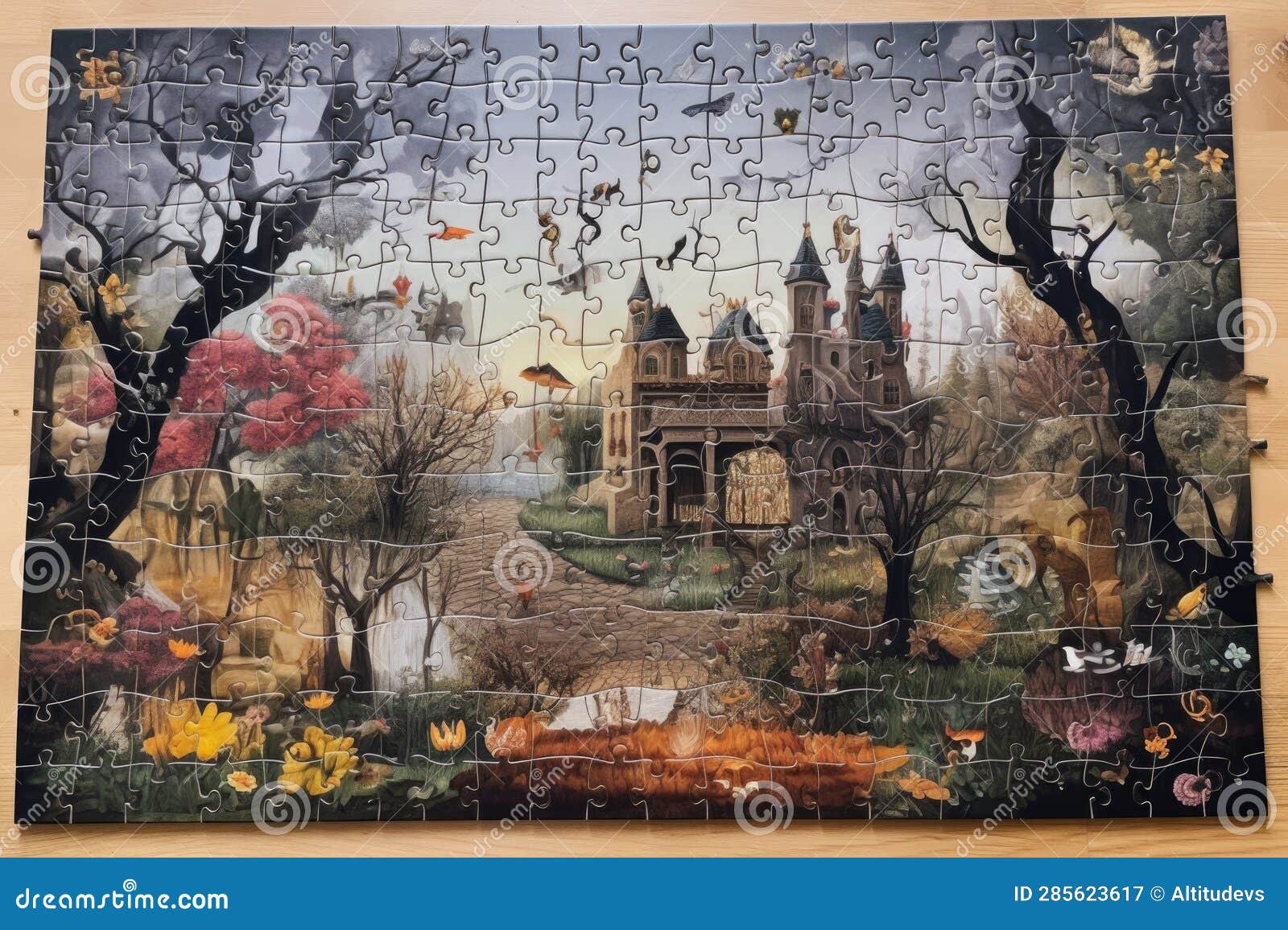 Finished Puzzle with a Few Missing Pieces Stock Image - Image of strategy, leisure: 285623617