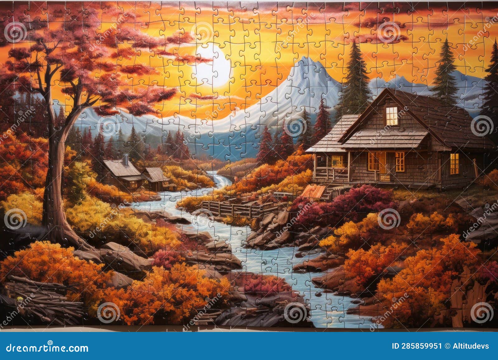 Finished Puzzle with a Few Missing Pieces Stock Image - Image of puzzle, leisure: 285859951